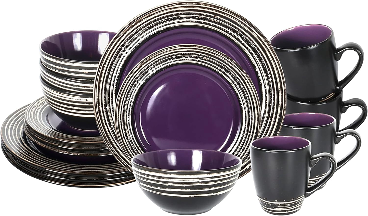 Stoneware Handcrafted Tree Effected Glaze Dinnerware Set (Lavender ...