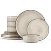 Onader Dinnerware Sets for 6, 18-Piece Plates and Bowls Set, Stoneware ...