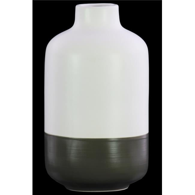 Stoneware Round Bottle Vase with Small Mouth - Short Neck Gded Rim Base ...