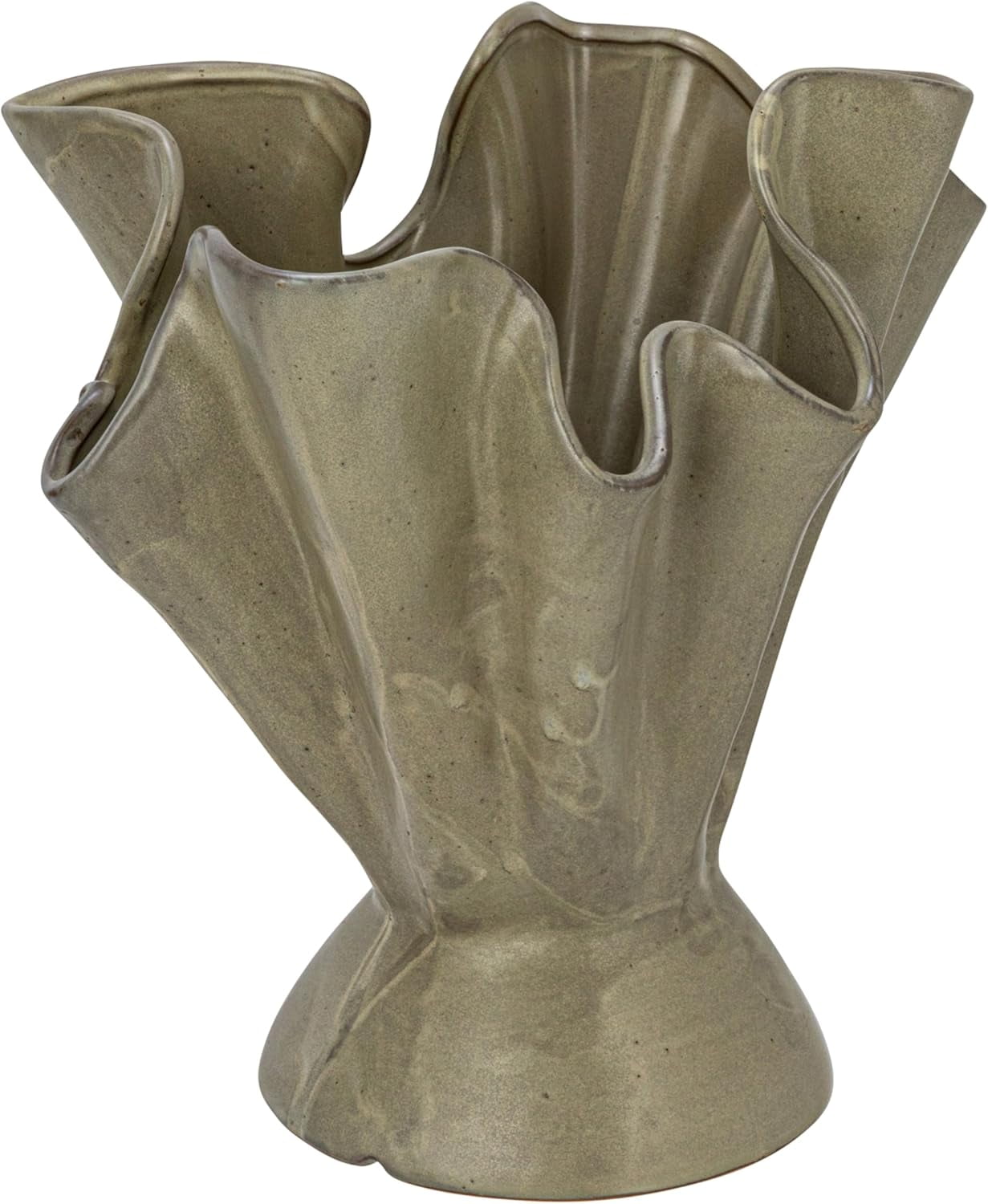 Stoneware Ruffled Vase with Reactive Glaze, Sage - Walmart.com