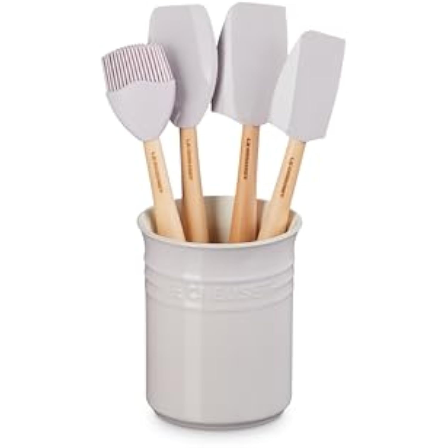 Stoneware & Silicone Utensil Crock Set - Non-Scratch Heat-Resistant ...