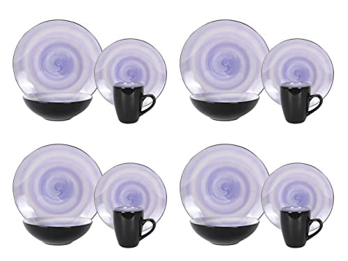 Stoneware Sonoma 16pc Dinnerware Set, Black + Speckled Spin Wash Cobalt ...