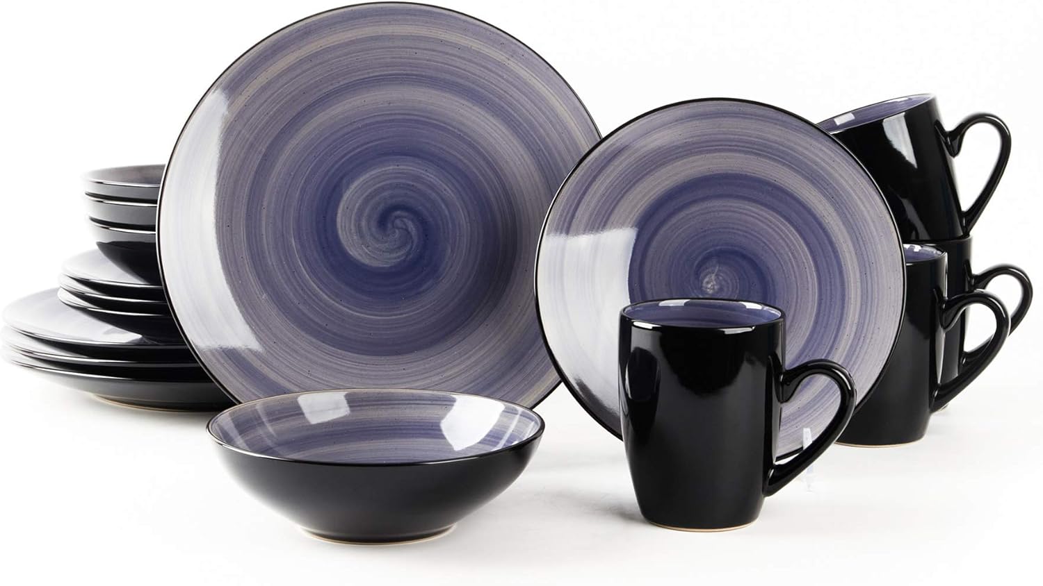Stoneware Sonoma 16pc Dinnerware Set, Black + Speckled Spin Wash Purple - Walmart.com