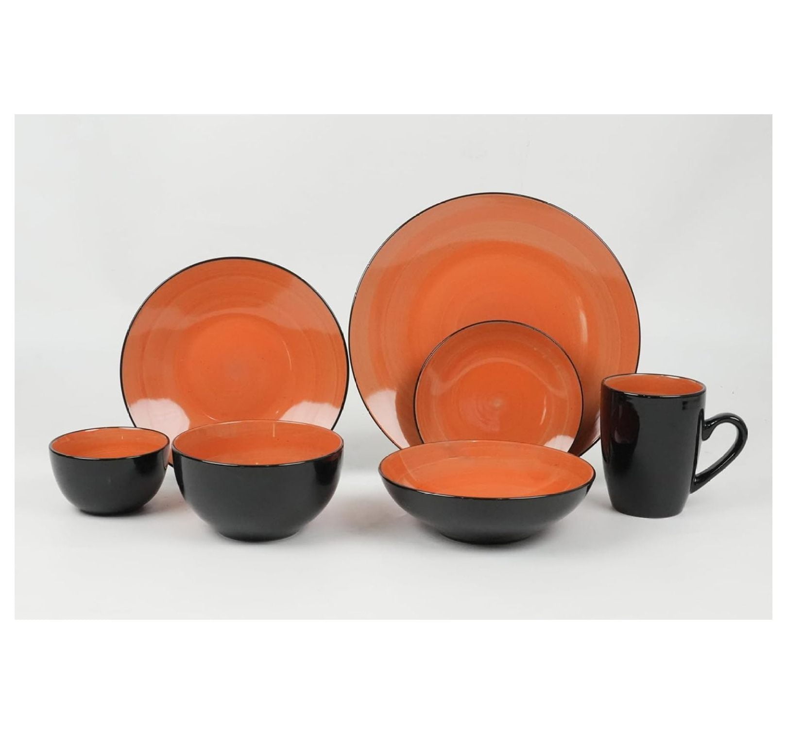 Stoneware Sonoma Dinnerware Set, Black + Speckled Spin Wash (56pc Set ...