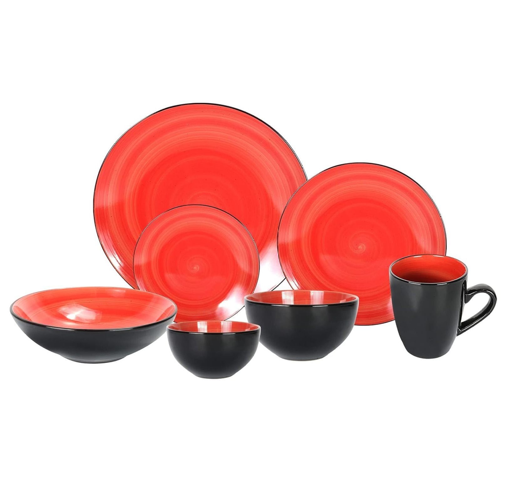 Stoneware Sonoma Dinnerware Set, Black + Speckled Spin Wash (56pc Set ...
