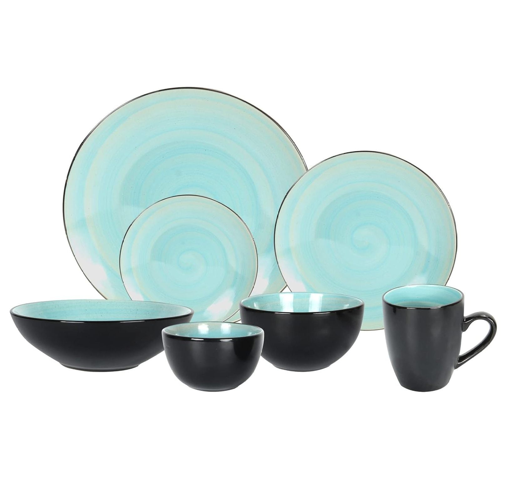 Stoneware Sonoma Dinnerware Set, Black + Speckled Spin Wash (56pc Set ...