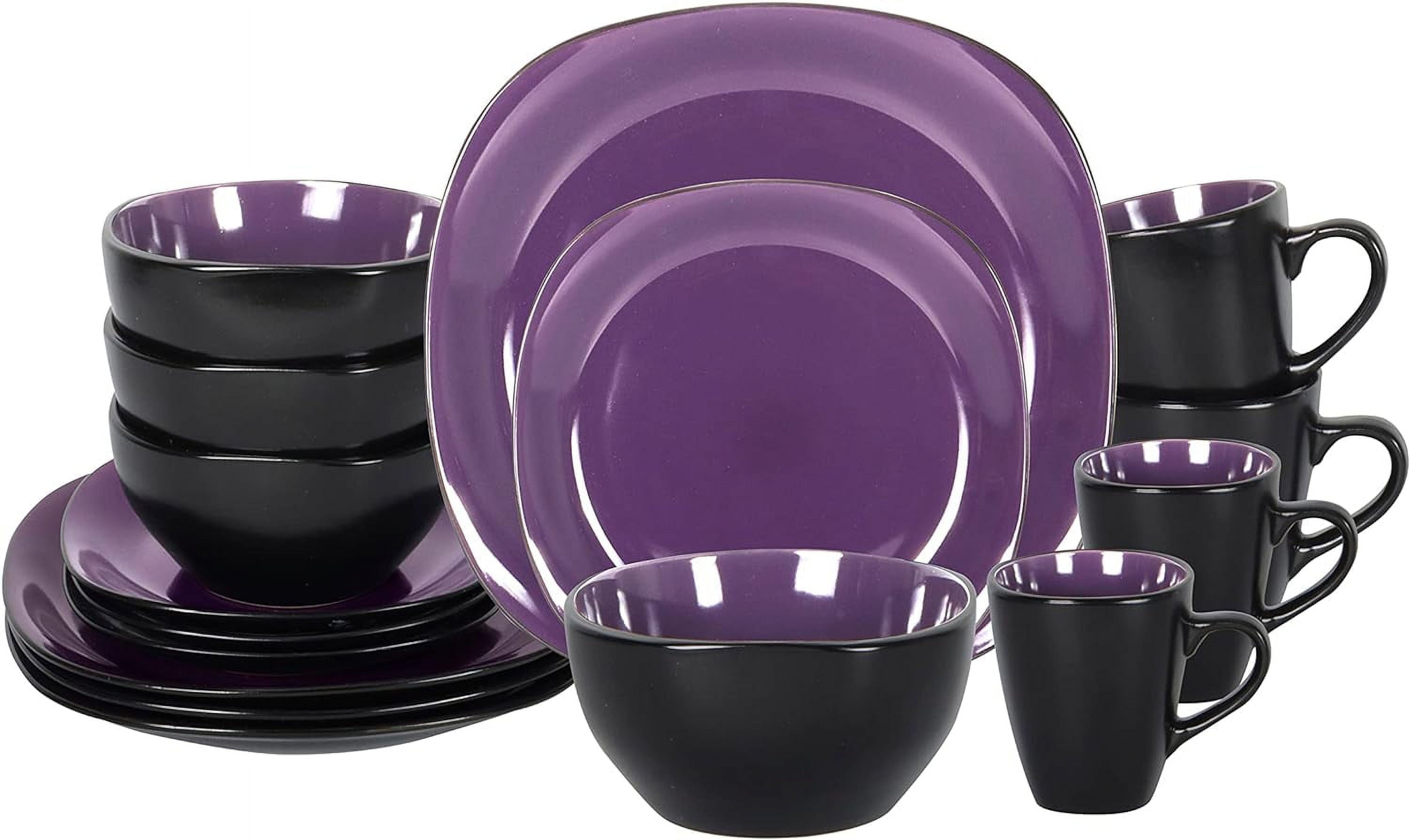 Stoneware Square 16pc Dinnerware Set, Inside Siny Green and Outside ...