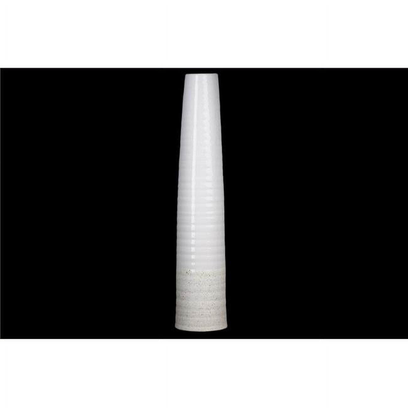 Stoneware Tall Round Vase with Ribbed Cracked Design Body, Rough ...