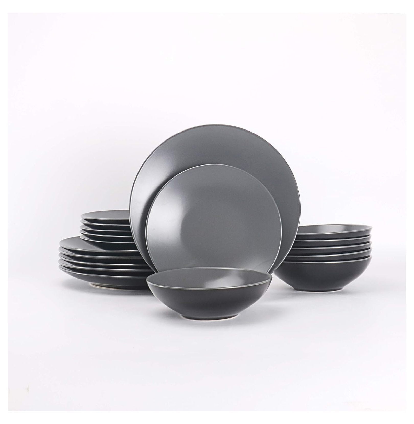 Stoneware Two-Tone Colors Life 18pc Dinner Set, Outside Shiny Black ...