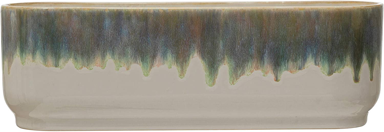 Stoneware Window 3 Sections, Reactive Glaze, Blue & White (Each One ...