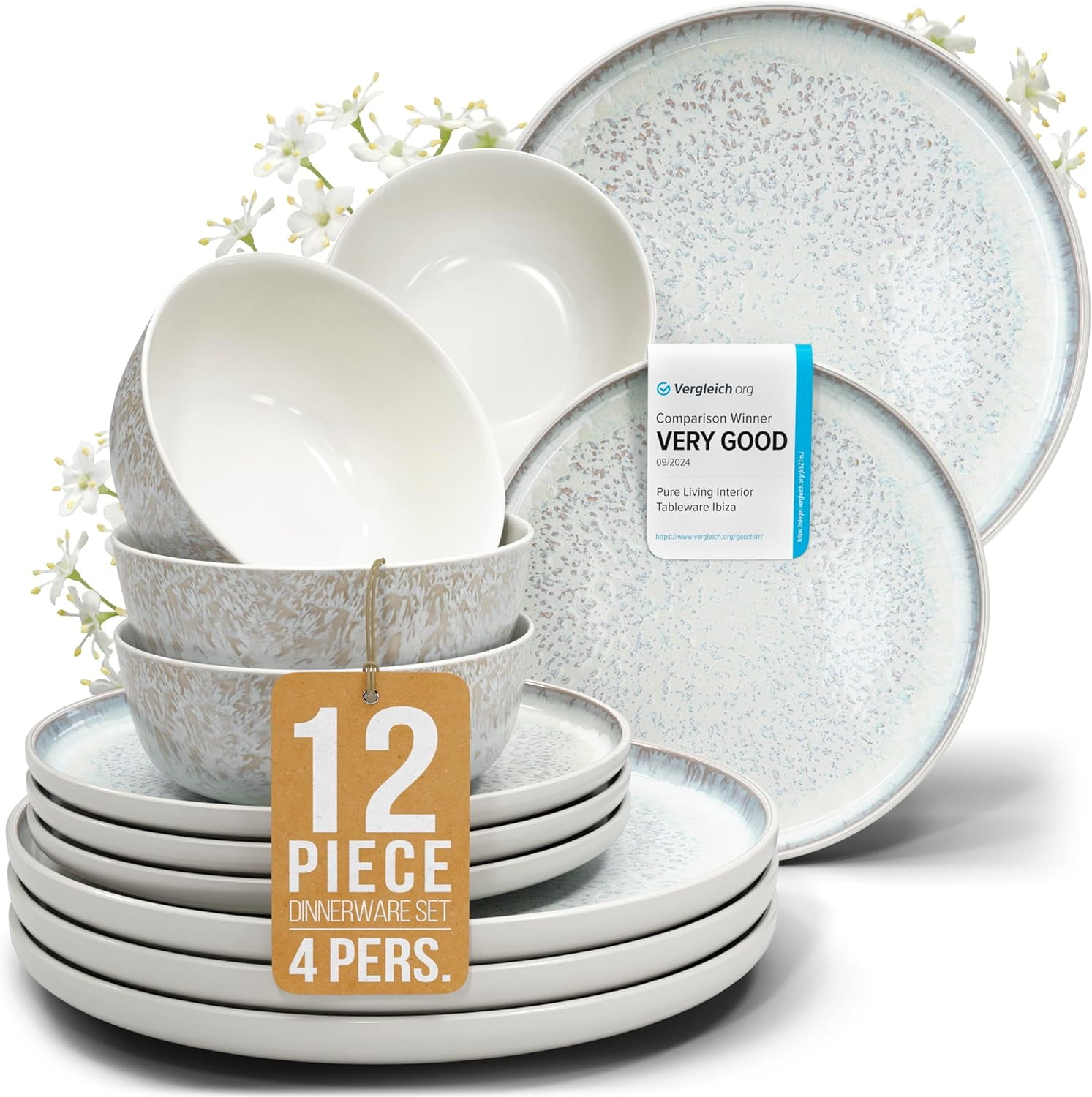 Stoneware dinnerware set 4 persons 12 pcs - Mediterranean dinnerware ...