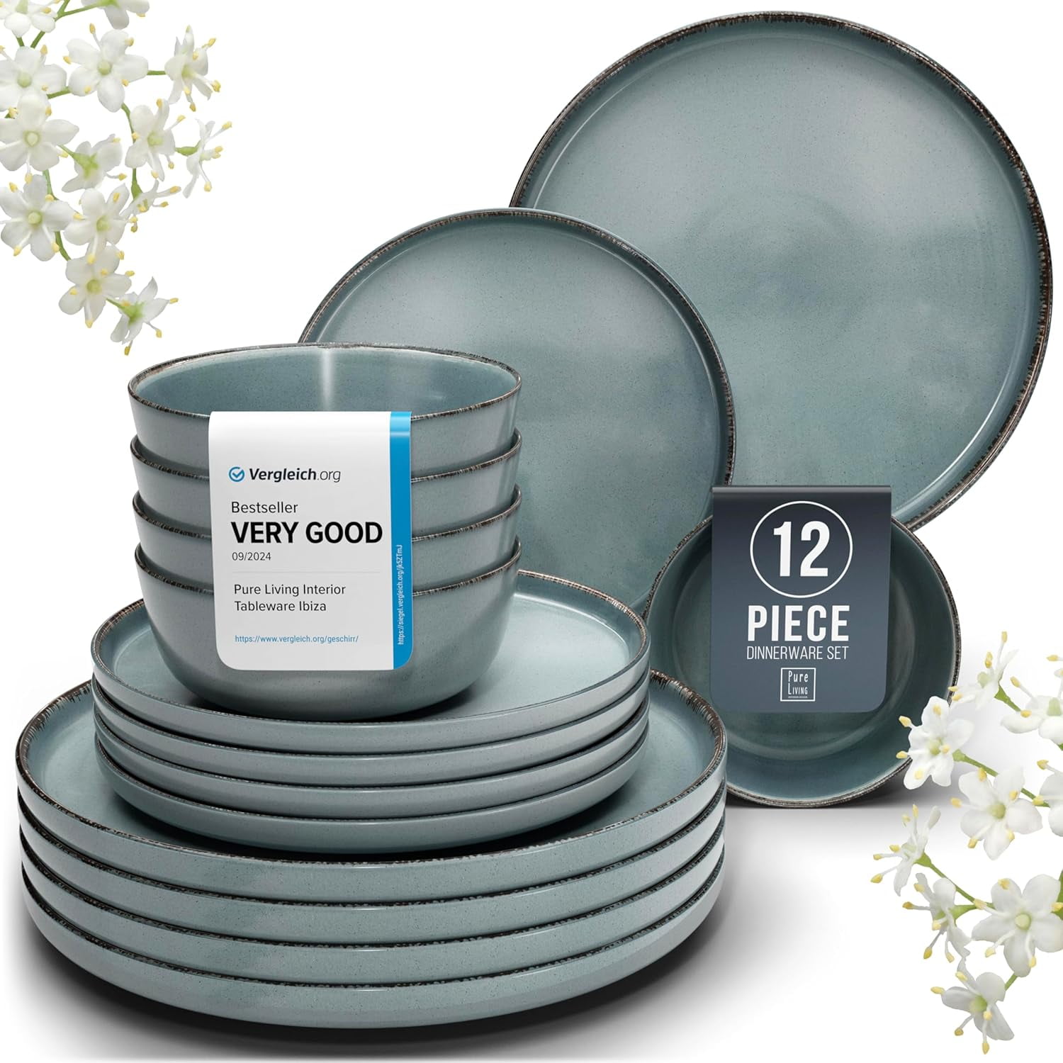 Stoneware dinnerware set 4 persons Rustic 12 pcs - Rustic design ...