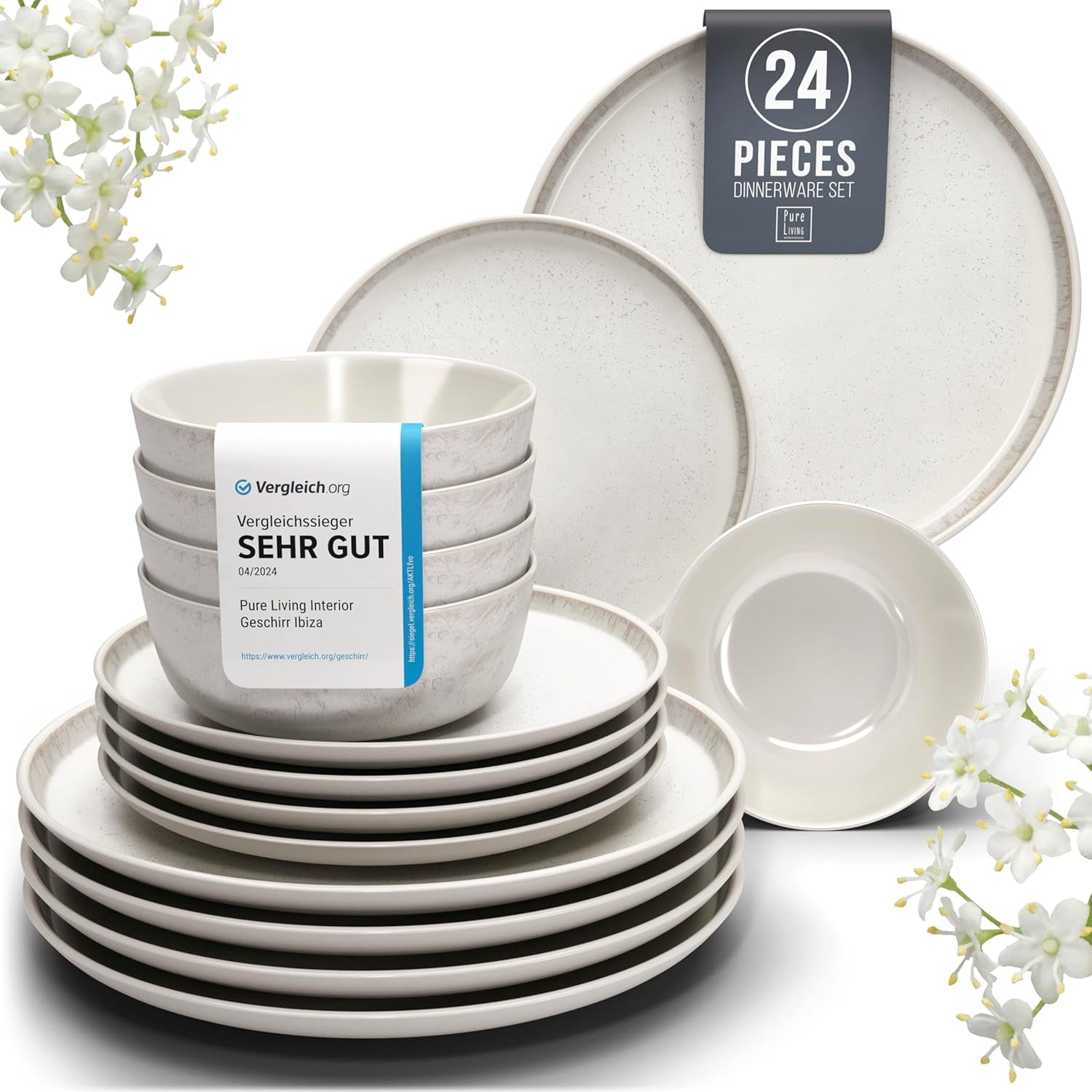 Stoneware dinnerware set 8 persons 24 pcs - Mediterranean dinnerware ...