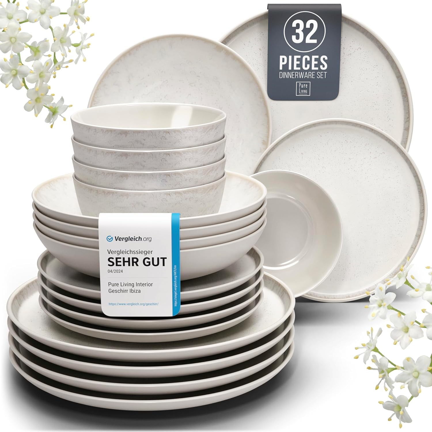 Stoneware dinnerware set 8 persons 32 pcs - Mediterranean dinnerware ...