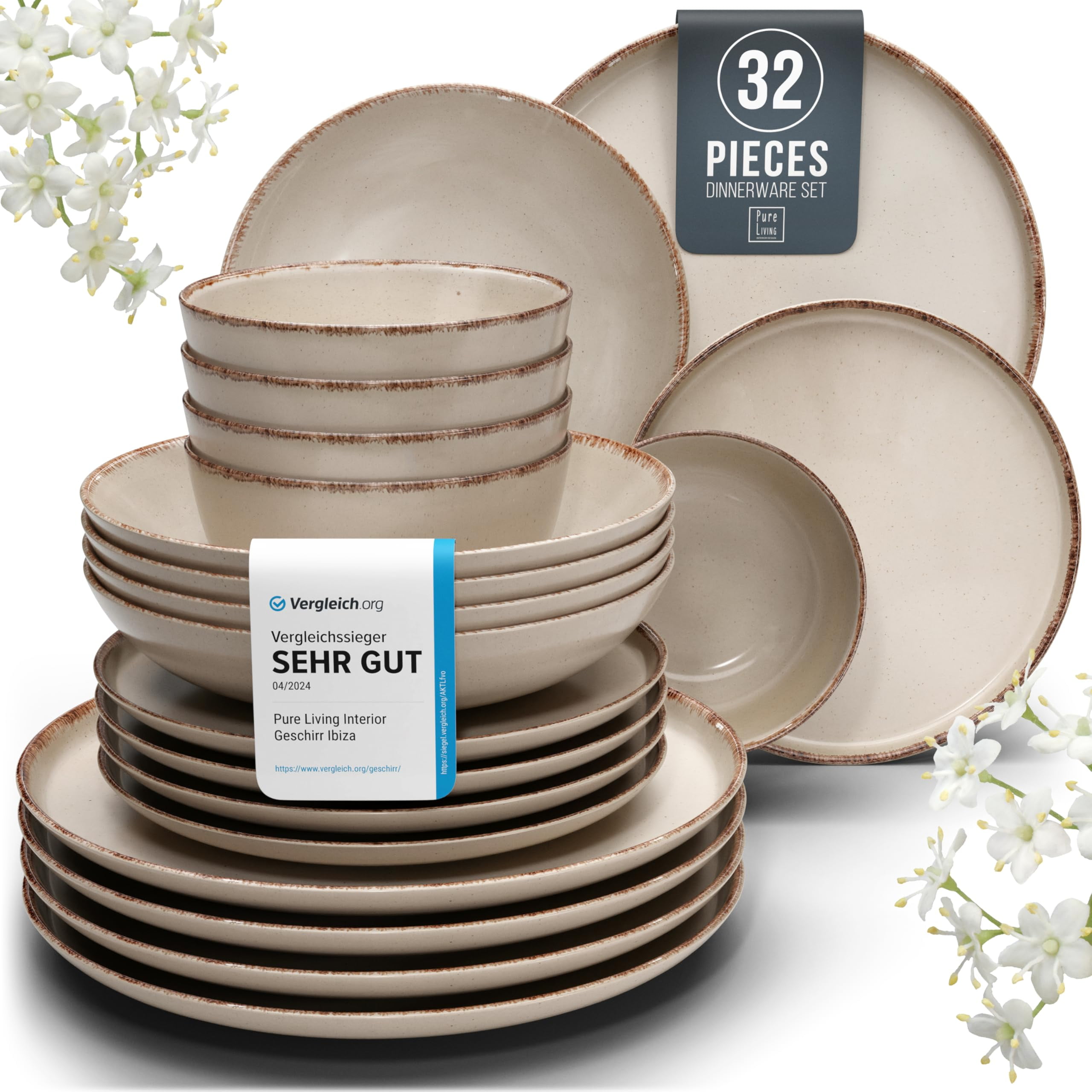 Stoneware dinnerware set 8 persons Rustic 32 pcs - Rustic design ...