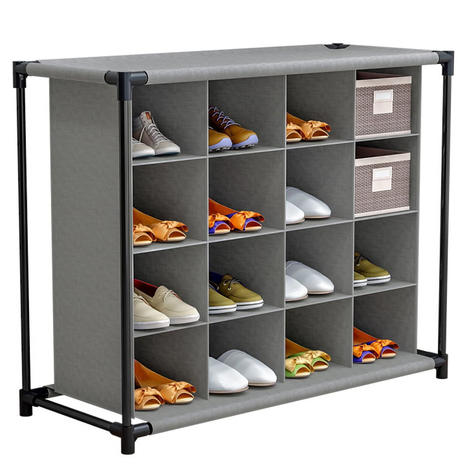 Stoneway Collection 16 Pairs Shoes Rack Compartment Shoe Organizer ...