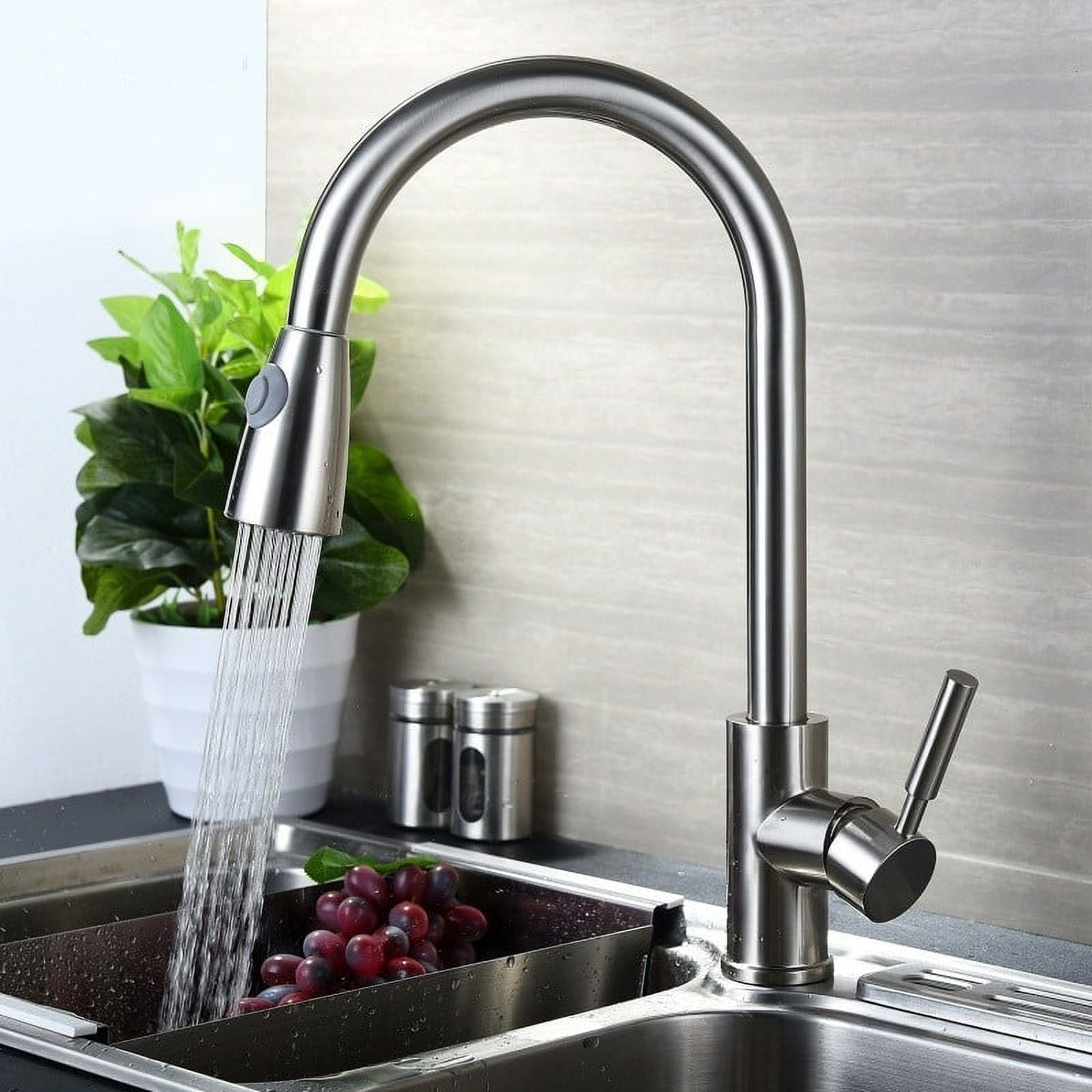 Stoneway Kitchen Faucet with Pull Down Sprayer Single Handle Brass ...