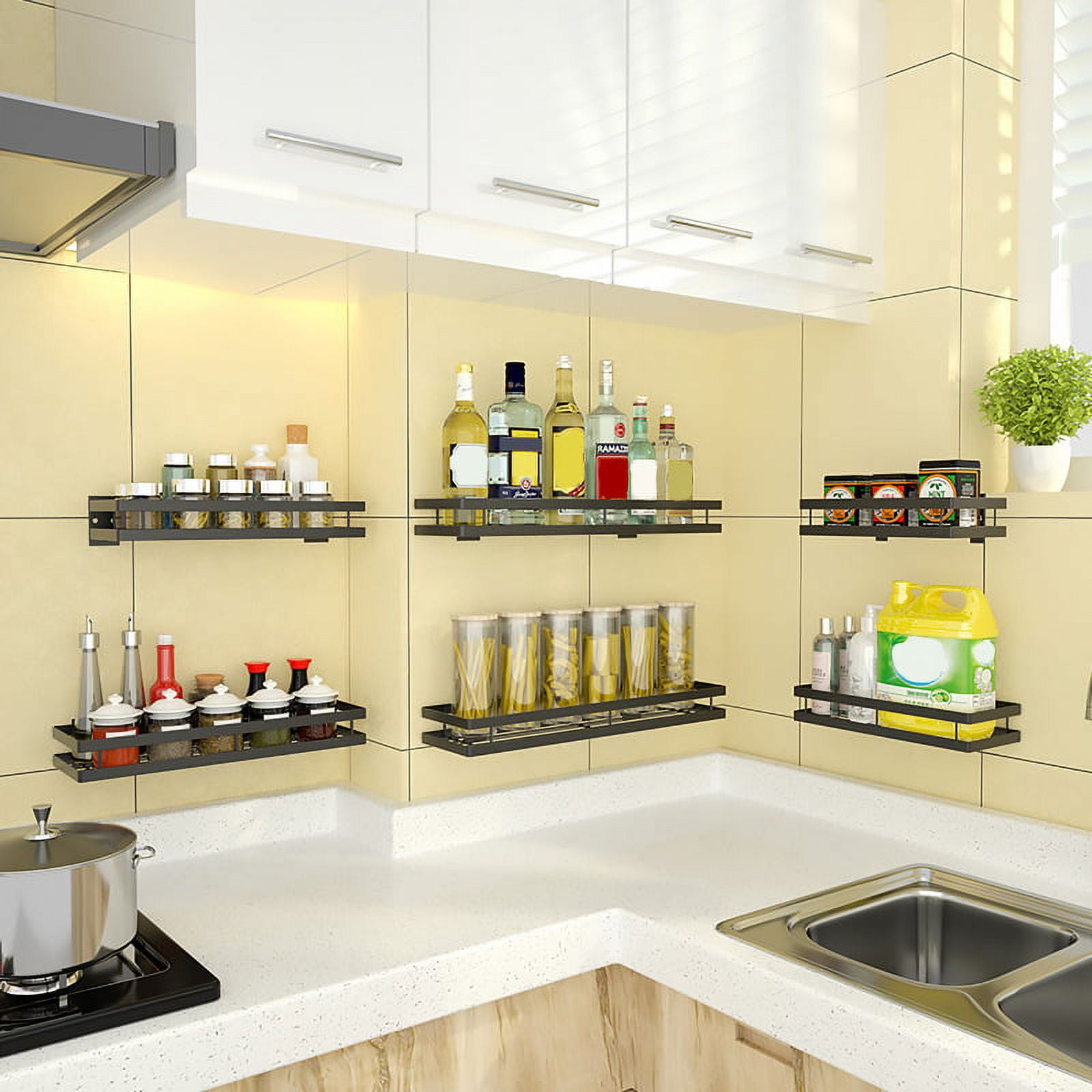 Stoneway Kitchen Wall Mounted Storage Rack Hanging Organizer Home Spice ...