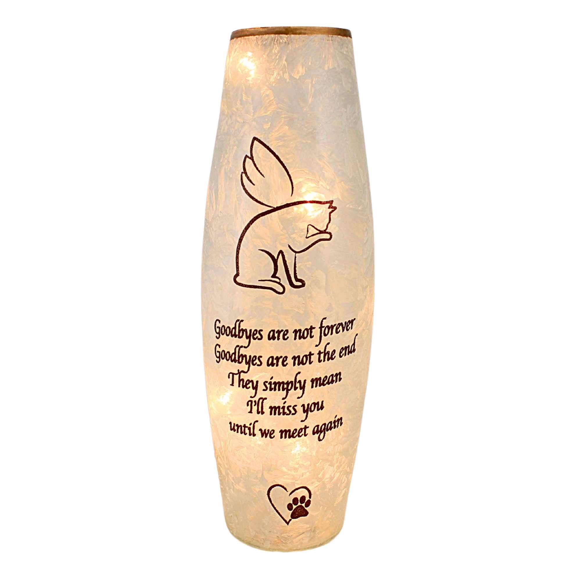 Stony Creek 12.00In Best Friend Cat Pre Lit Vase, Glass, Angel Feline ...