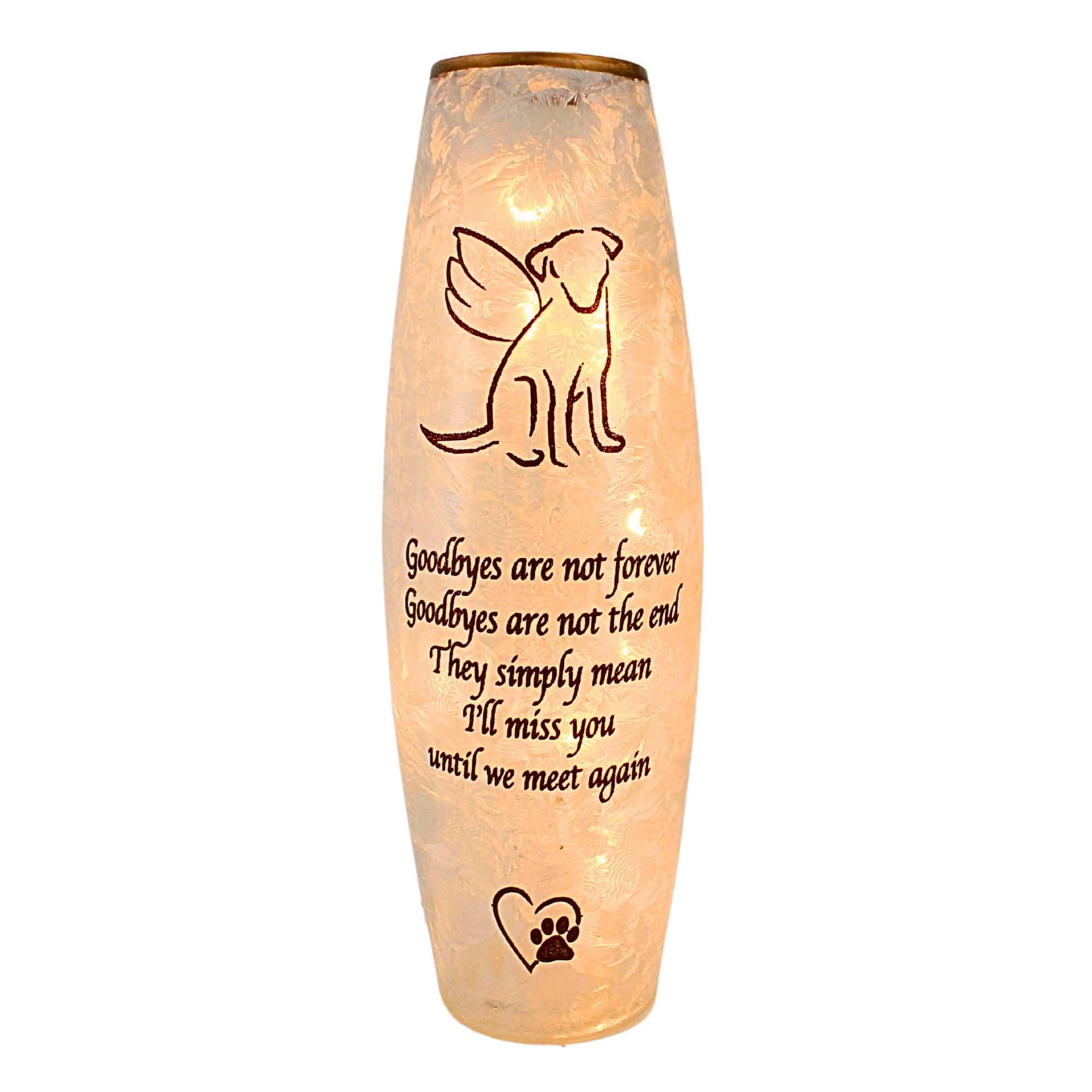 Stony Creek 12.00In Best Friend Dog Pre-Lit Vase, Glass, Angel Wings ...
