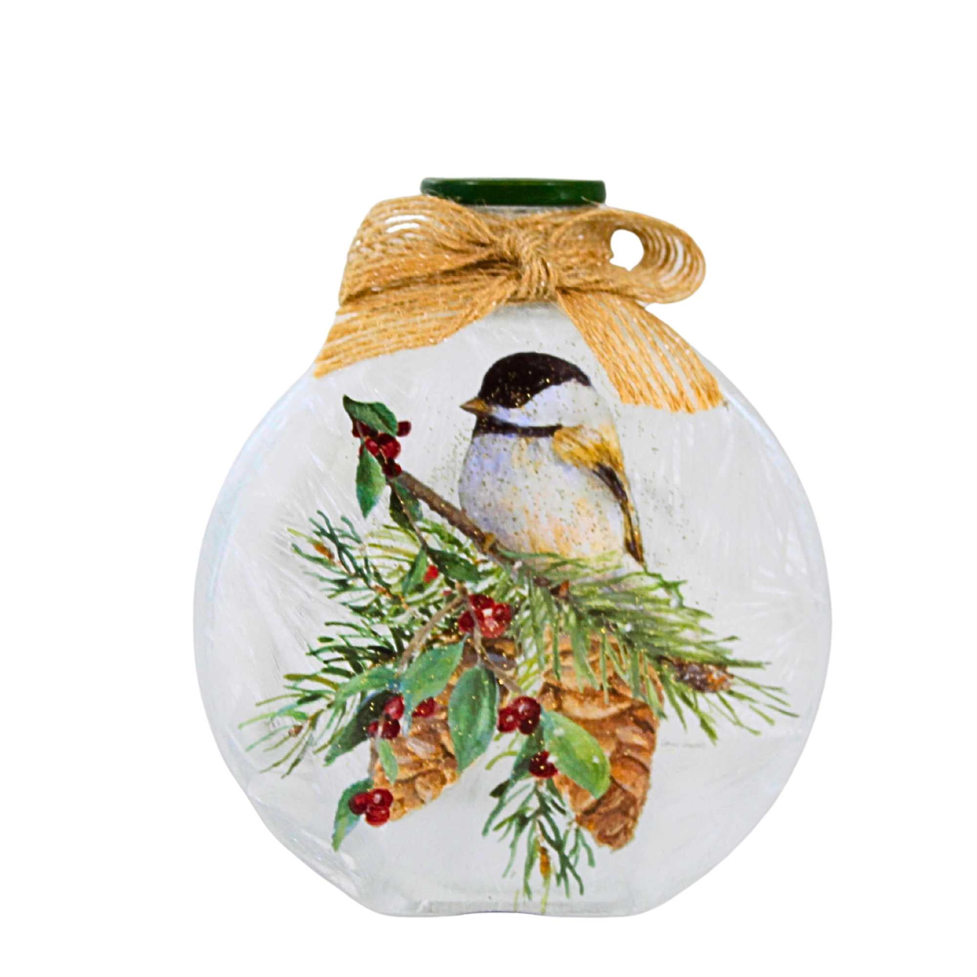 Stony Creek 4.75in Pine Bough & Birds Jar, Glass, Pre Lit Holidays ...