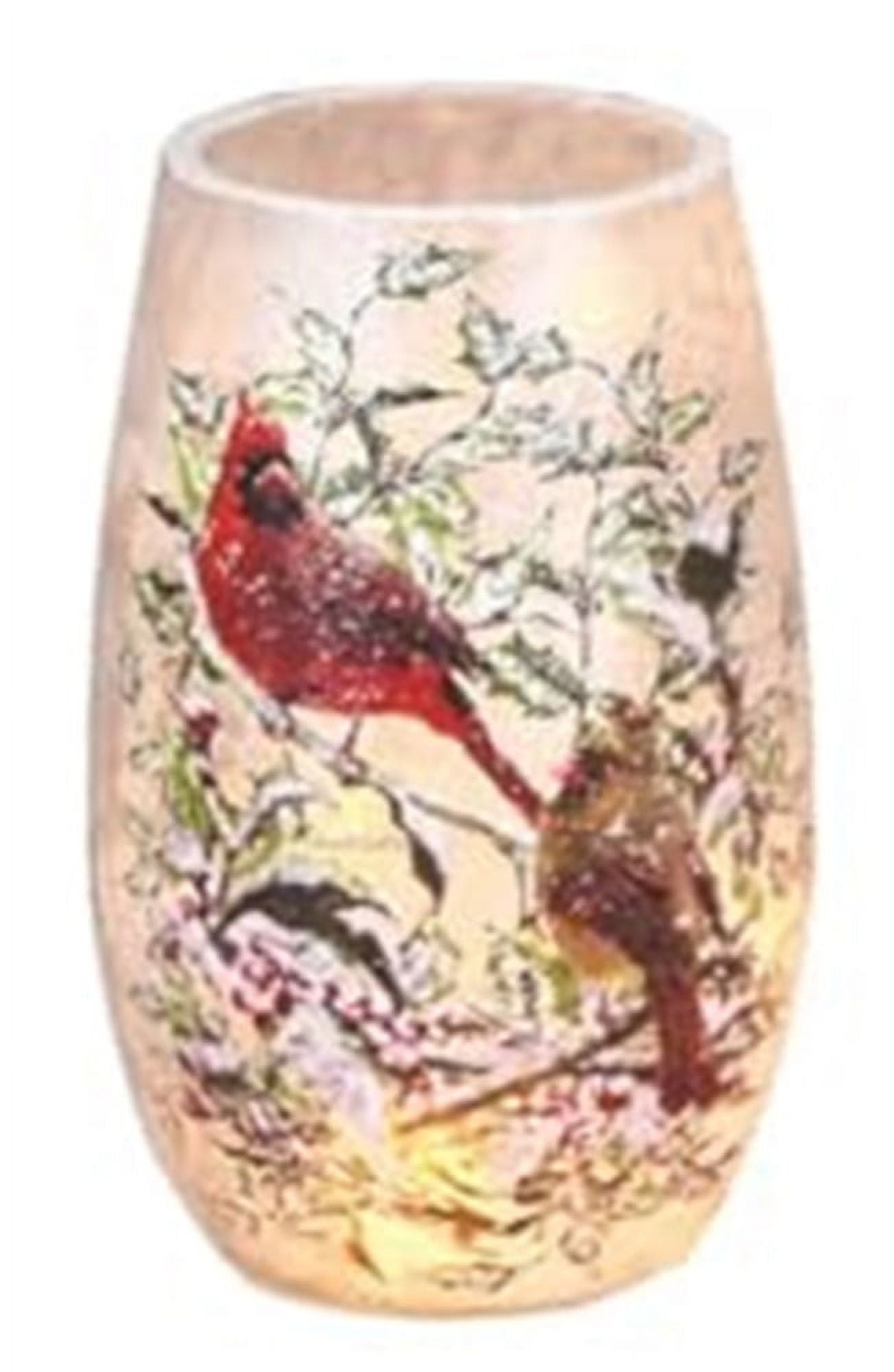 Stony Creek 5.25In Holly & Cardinals Pre-Lit Small Vase, Glass, Berries ...