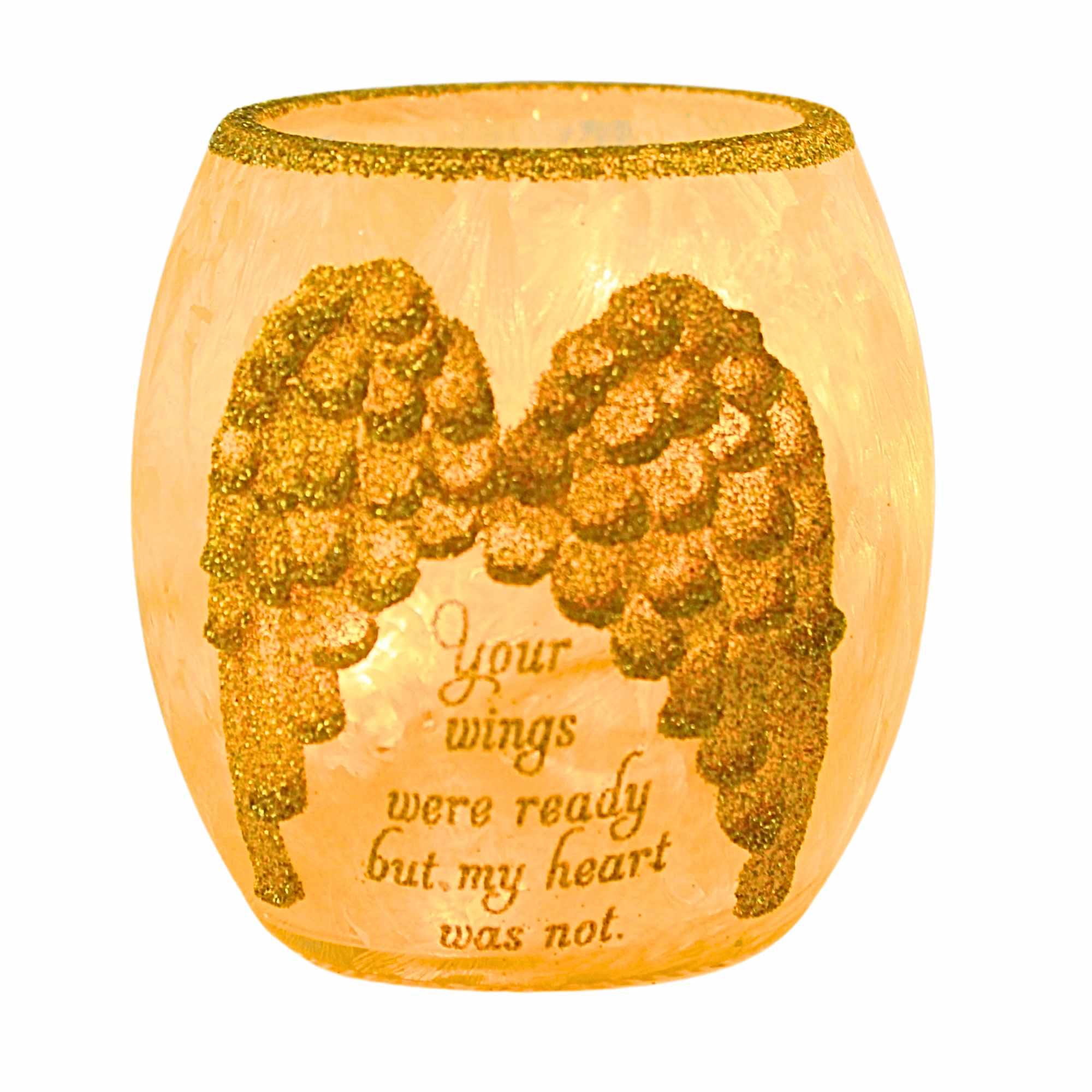 Stony Creek 3.00In Angel Wings Pre-Lit Votive, Glass, Heart Bereavment ...