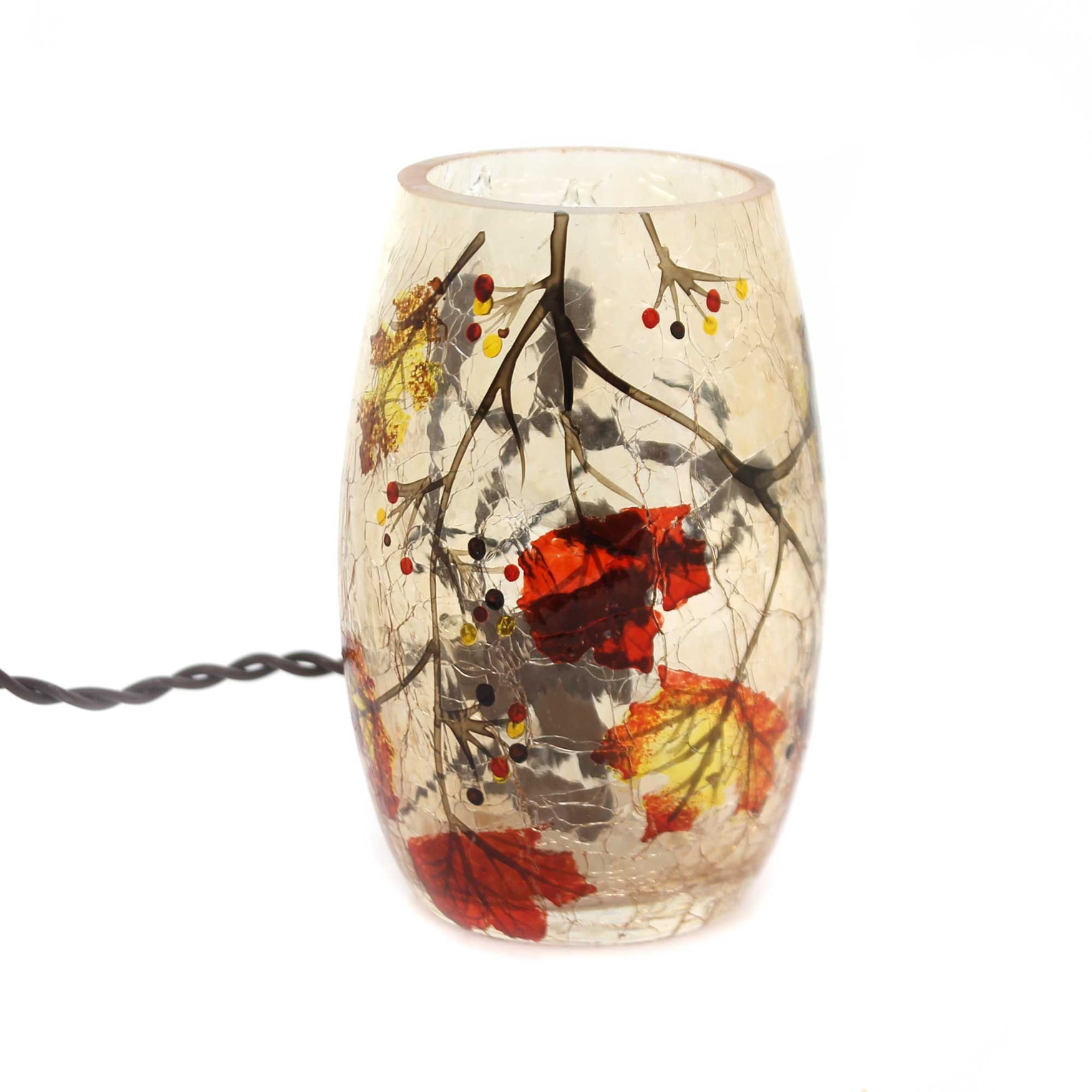 Stony Creek Fall Leaves Lighted Round Vase Glass Autumn Gfl0204 ...