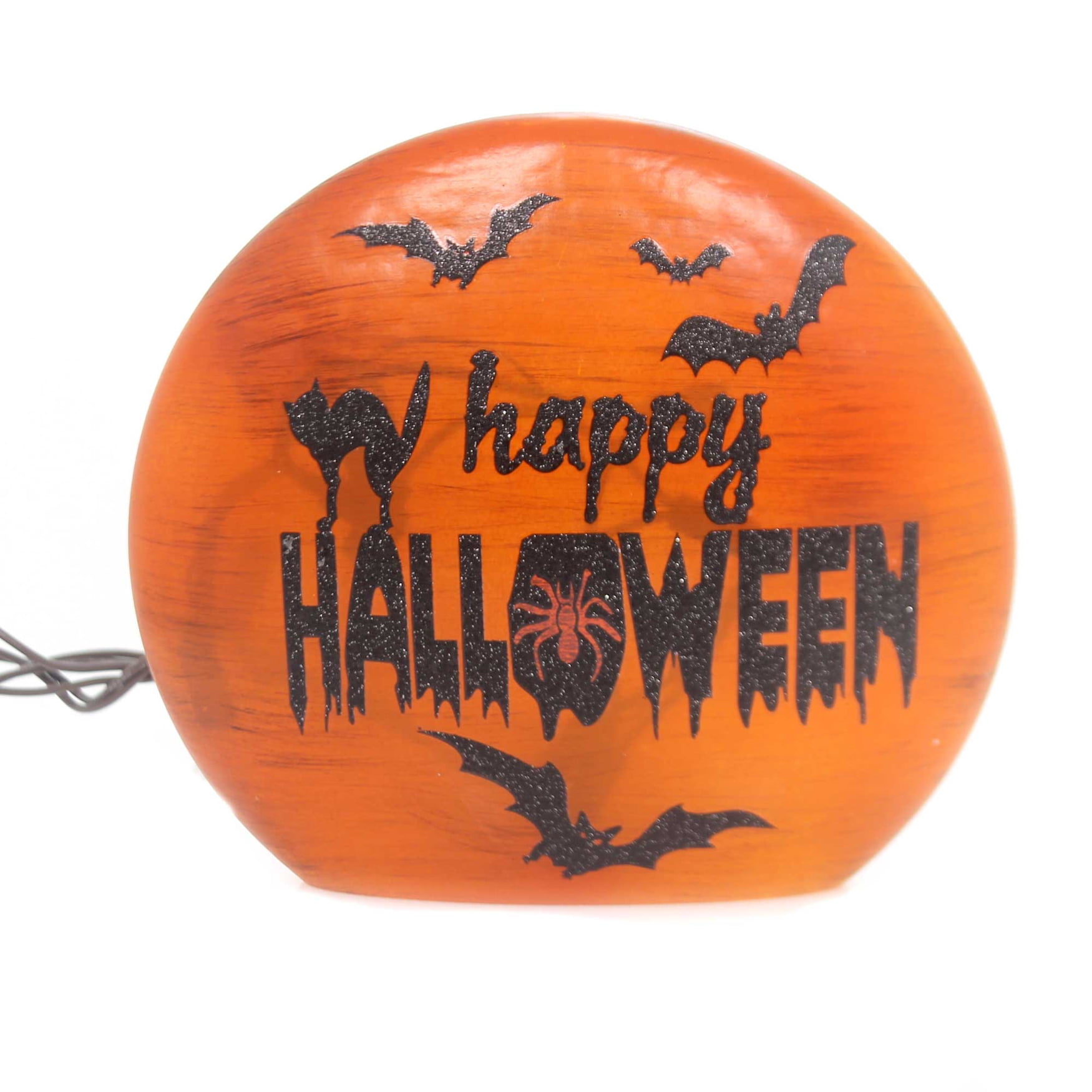 Stony Creek HALLOWEEN LIGHTED ROUND GLASS Glass Bats Cats Hlw7261 Happy ...