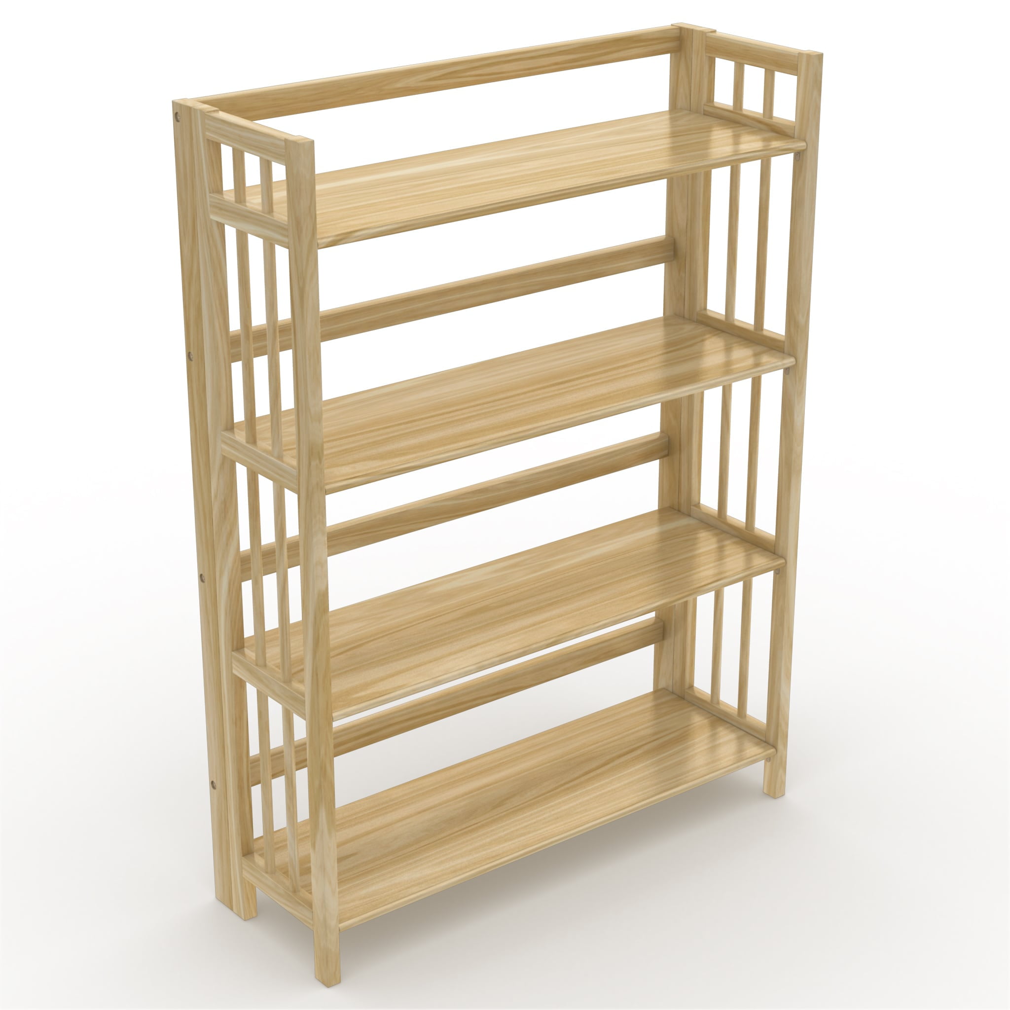 Stony Edge Folding Four Shelf Bookcase Tan Natural Finish - Walmart.com
