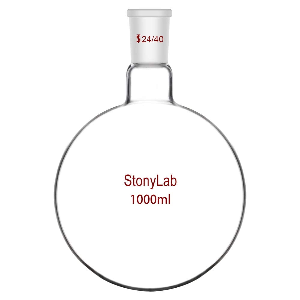 StonyLab 1000ml Glass Single Neck Round Bottom Flask RBF, with 24/40 ...