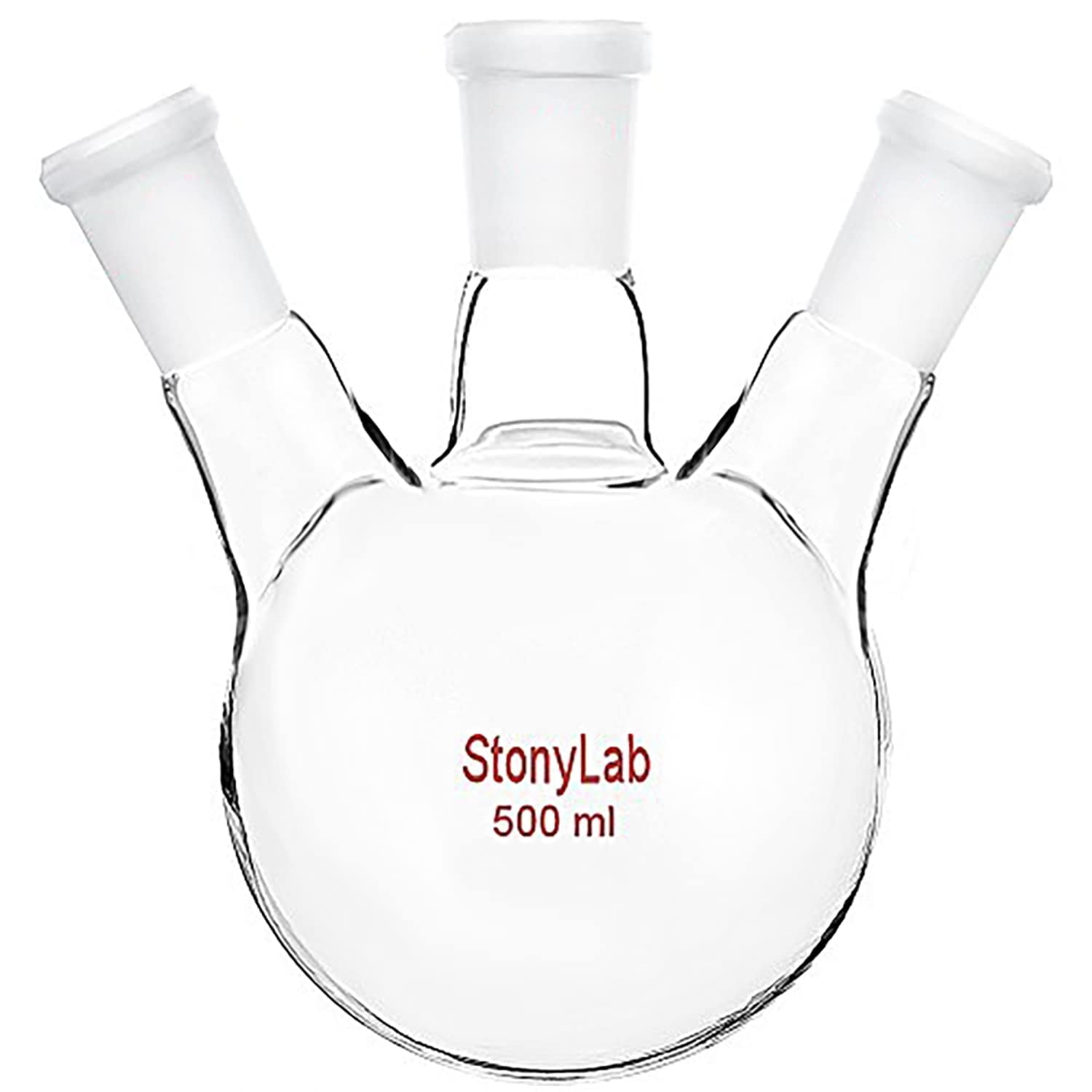 StonyLab 3-Neck Round Bottom Flask, 500ML, 24/40 Joints, Heat-Resistant ...
