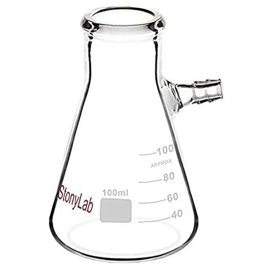 StonyLab Glass 100ml Heavy Wall Borosilicate Glass Filtering Flask ...