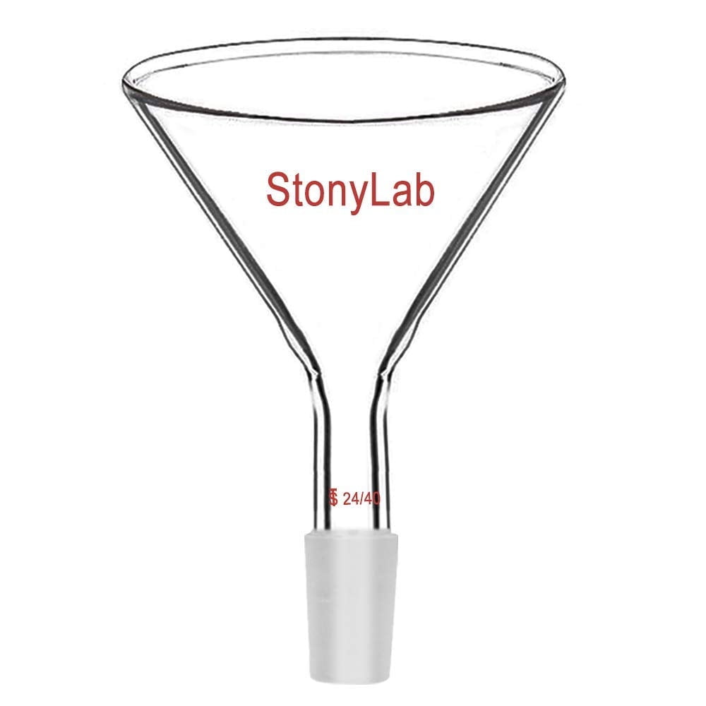 StonyLab Glass Powder Funnel, 100mm Top OD, 24/40 Inner Joint, Short ...