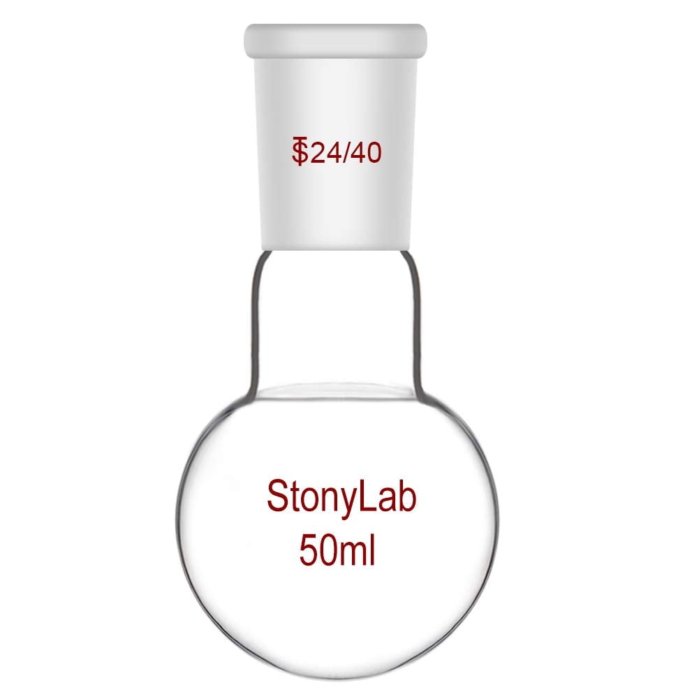 StonyLab Heavy Wall Single Neck Round Bottom Flask with 24/40 Standard ...