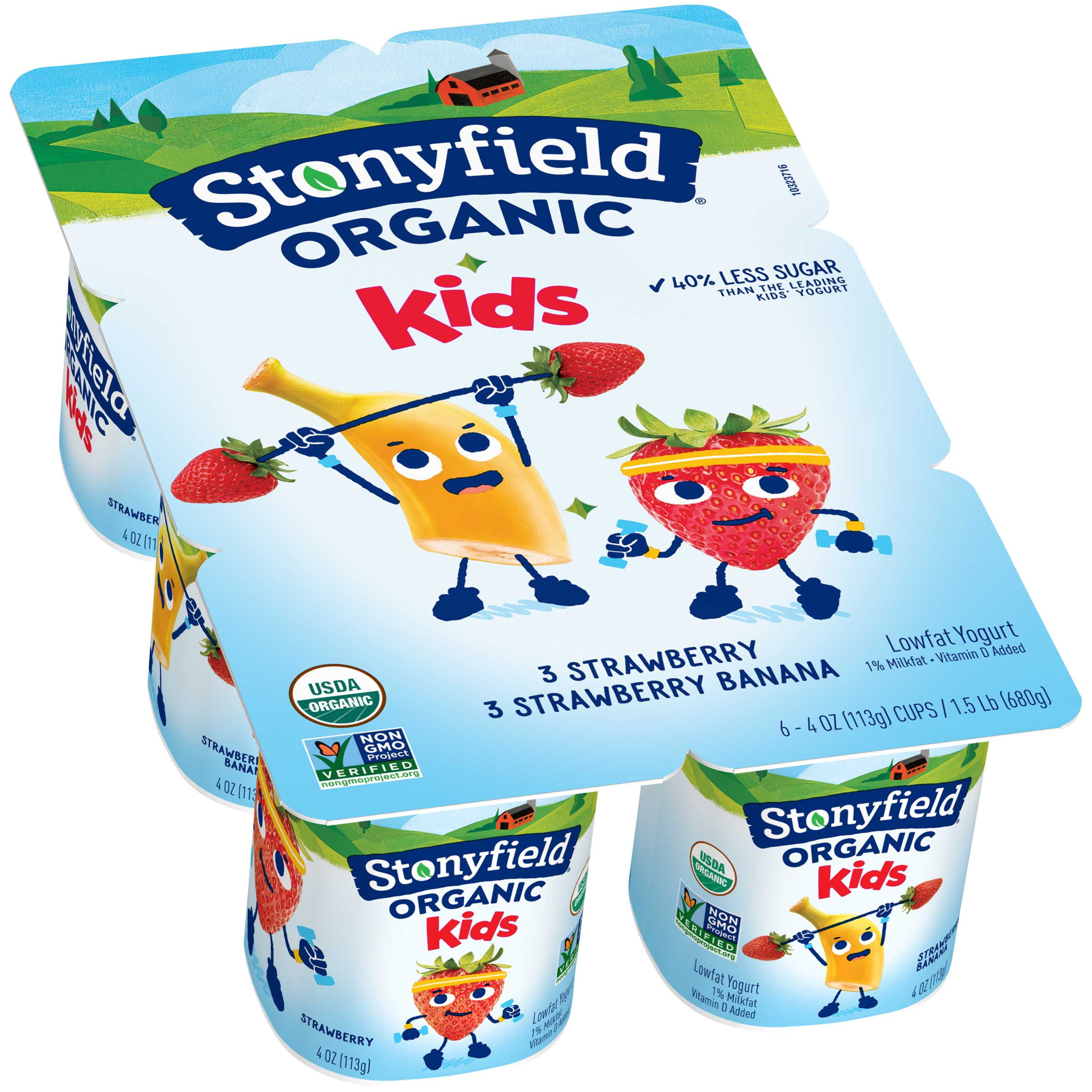 Stonyfield Organic Kids Strawberry & Strawberry Banana Lowfat Yogurt ...