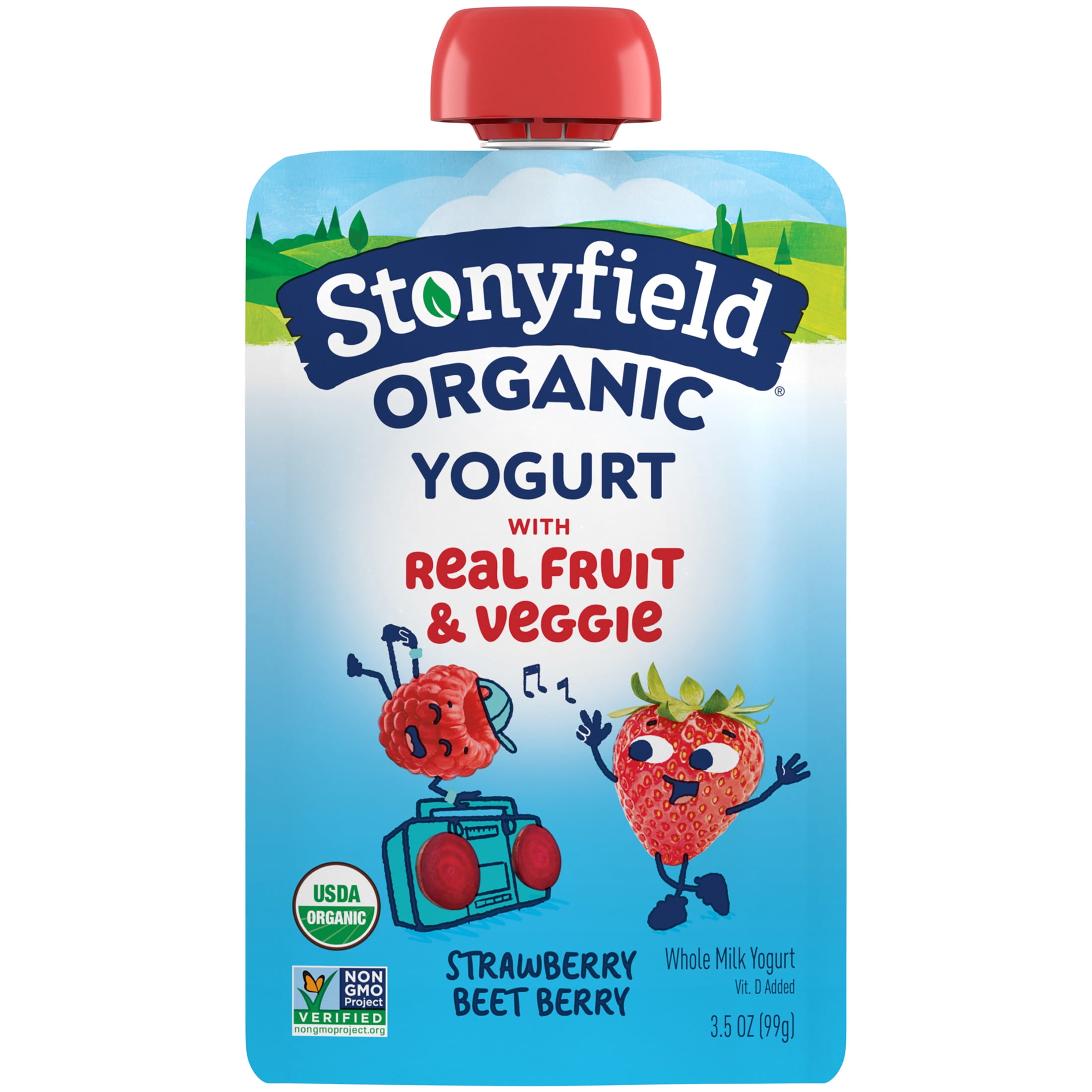 Stonyfield Organic Kids Whole Milk Yogurt Pouch Strawberry Beet Berry 3 ...