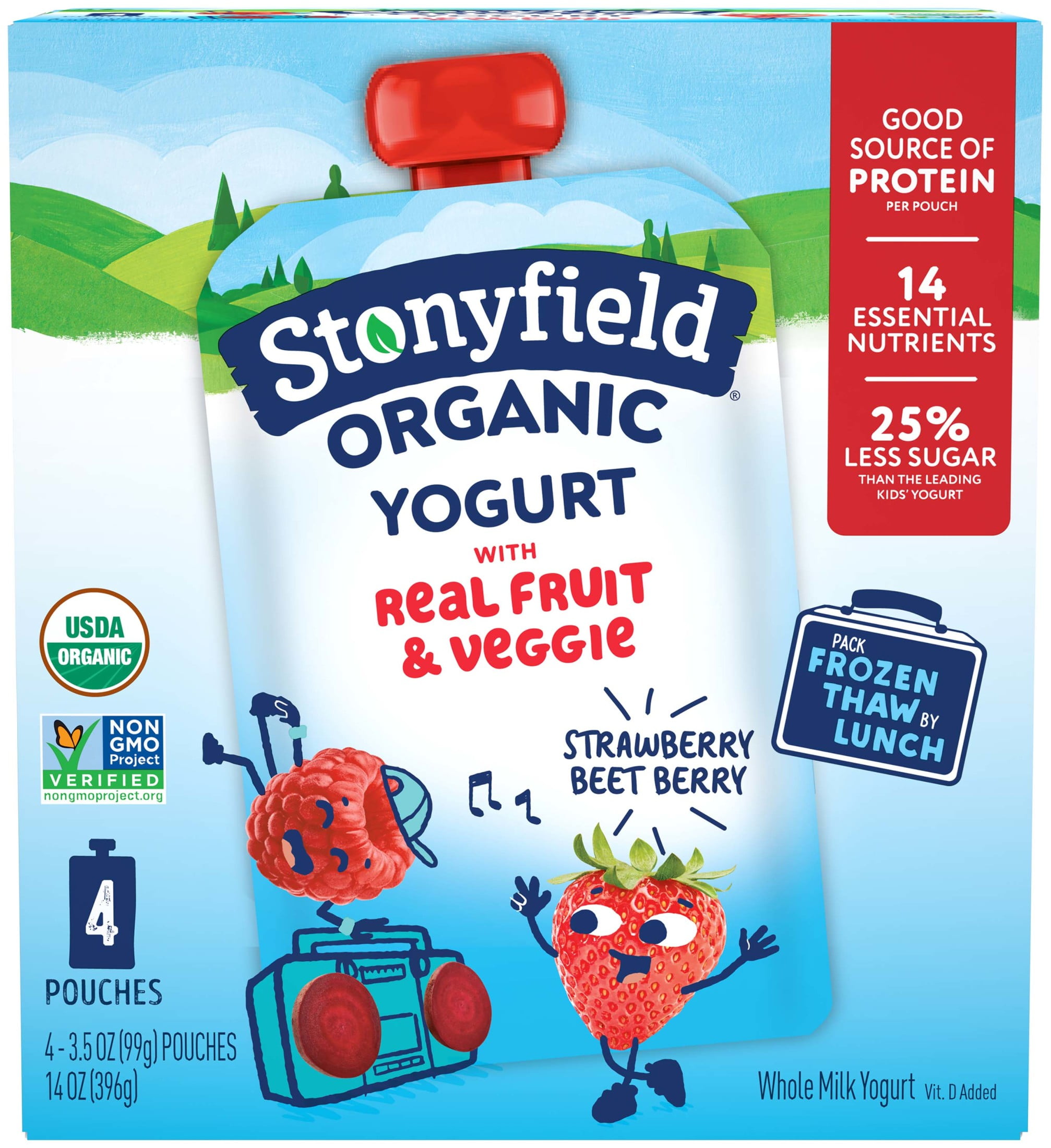 Stonyfield Organic Kids Whole Milk Yogurt Pouches, Strawberry Beet ...