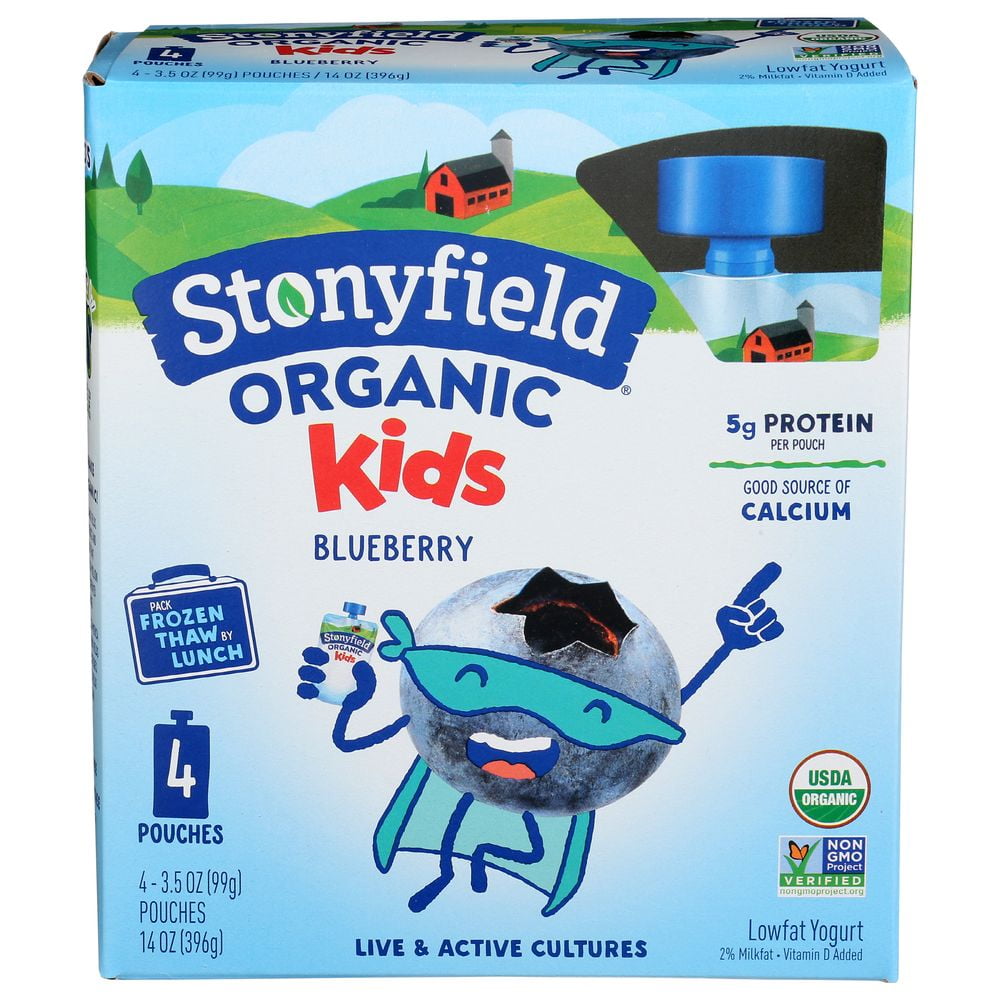 Stonyfield Yokids Organic Blueberry Kid's Low Fat Yogurt, 3.5oz - 24 ...
