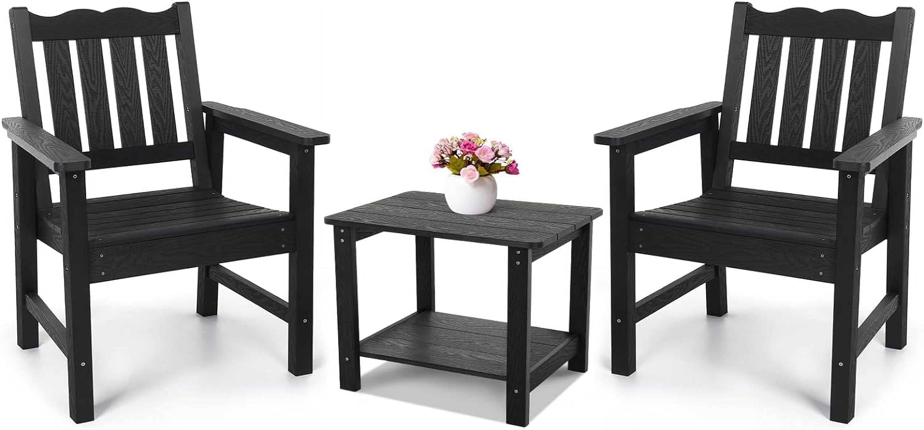 Stoog 3 Piece Patio Bistro Set, All-Weather Garden Chairs Set of 2 with ...