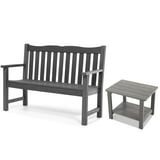 Stoog Garden Bench and Side Table Set, Two Person Loveseat Porch Chair ...