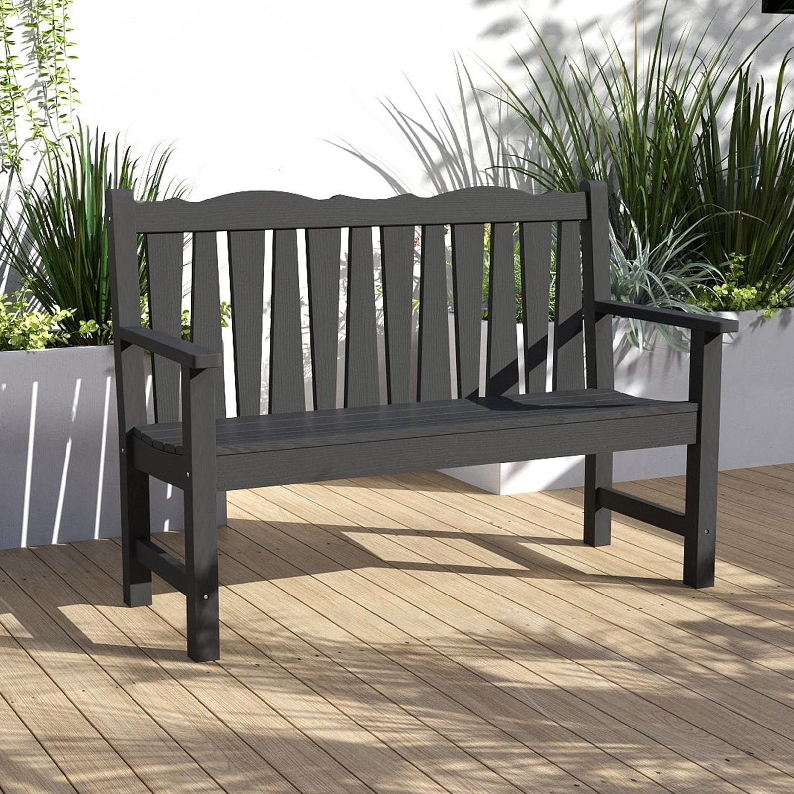 Stoog Outdoor Bench, 2-Person Park Garden Bench with Armrest, Loveseat ...