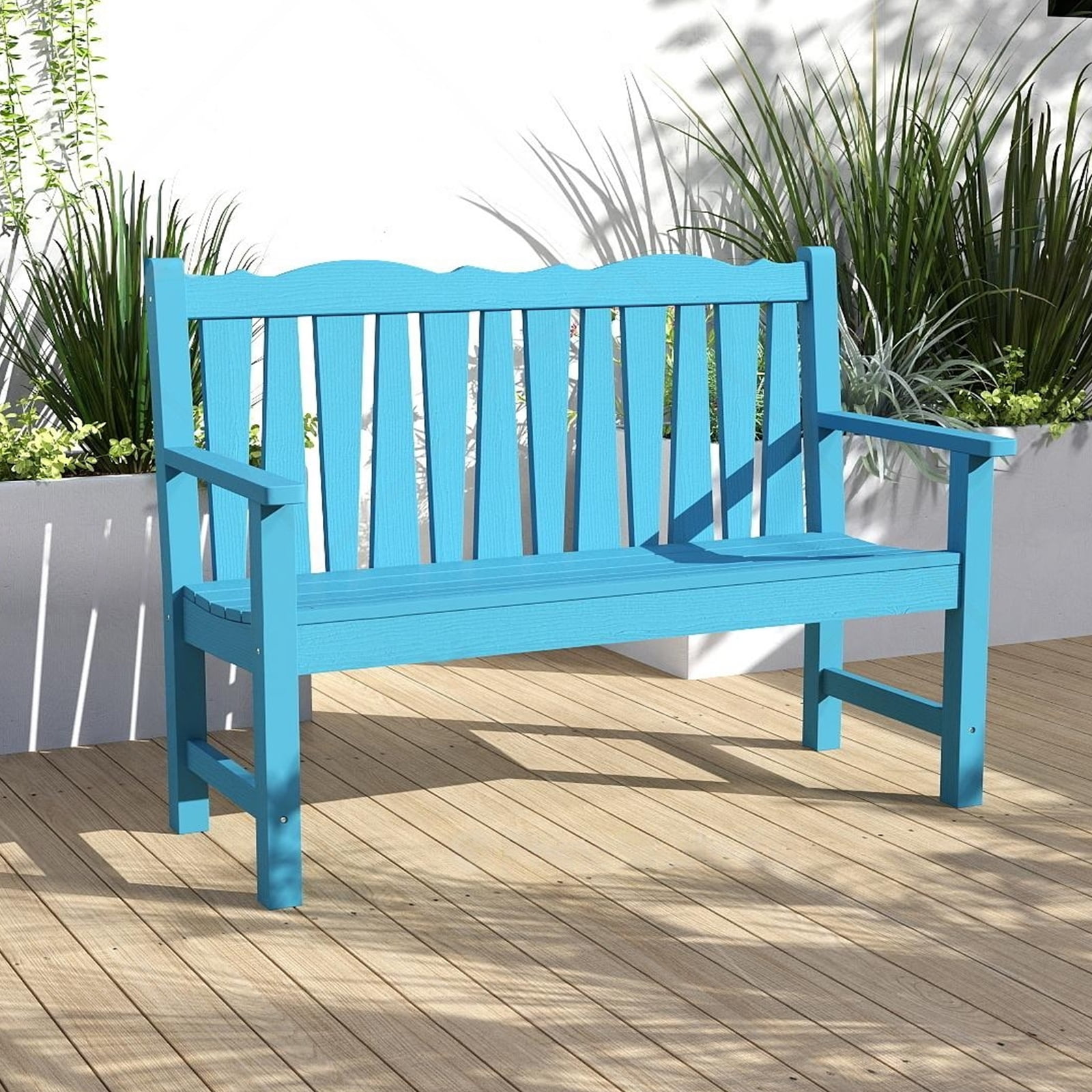 Stoog Outdoor Bench, 2-Person Park Garden Bench with Armrest, Loveseat ...