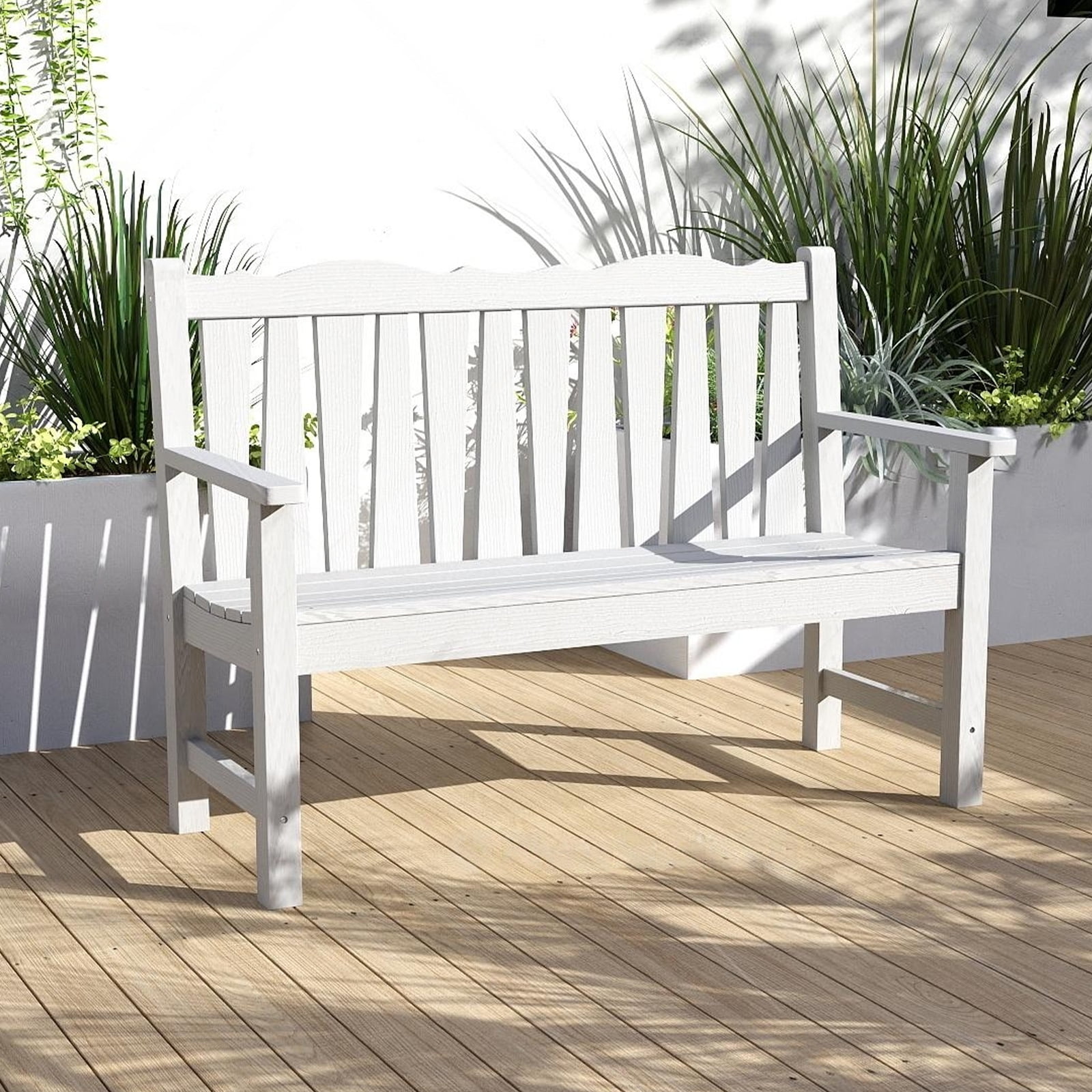 Stoog Outdoor Bench, 2-Person Park Garden Bench with Armrest, Loveseat ...