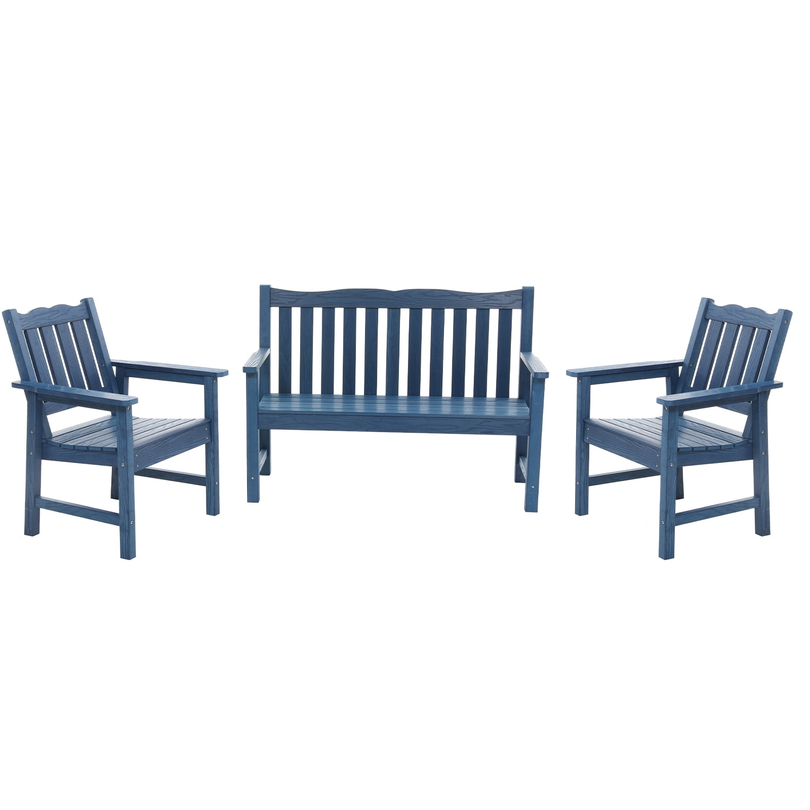 Stoog Outdoor Bench and Chairs Set of 3, Porch Bench with 2 Patio ...