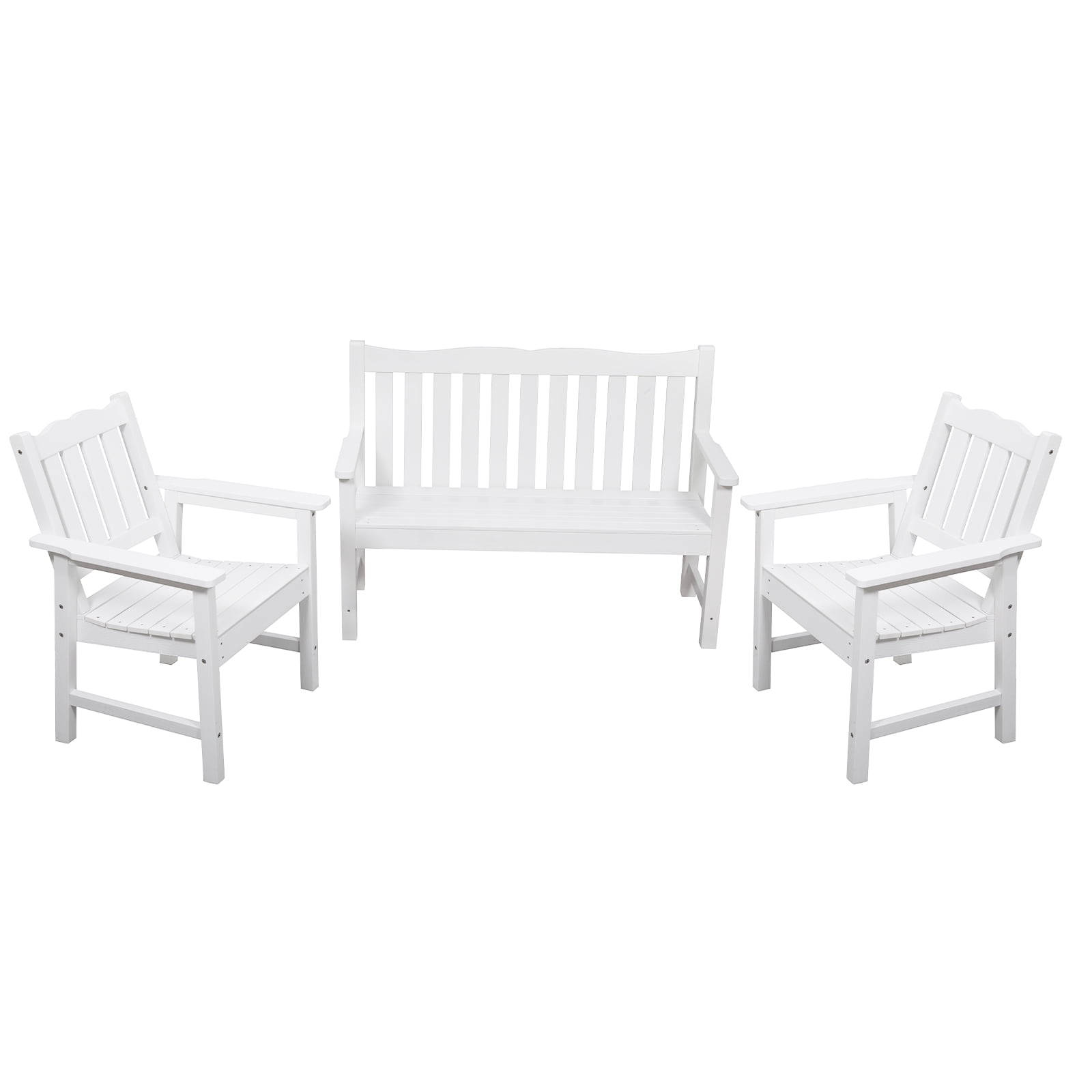 Stoog Outdoor Bench and Chairs Set of 3, Porch Bench with 2 Patio ...
