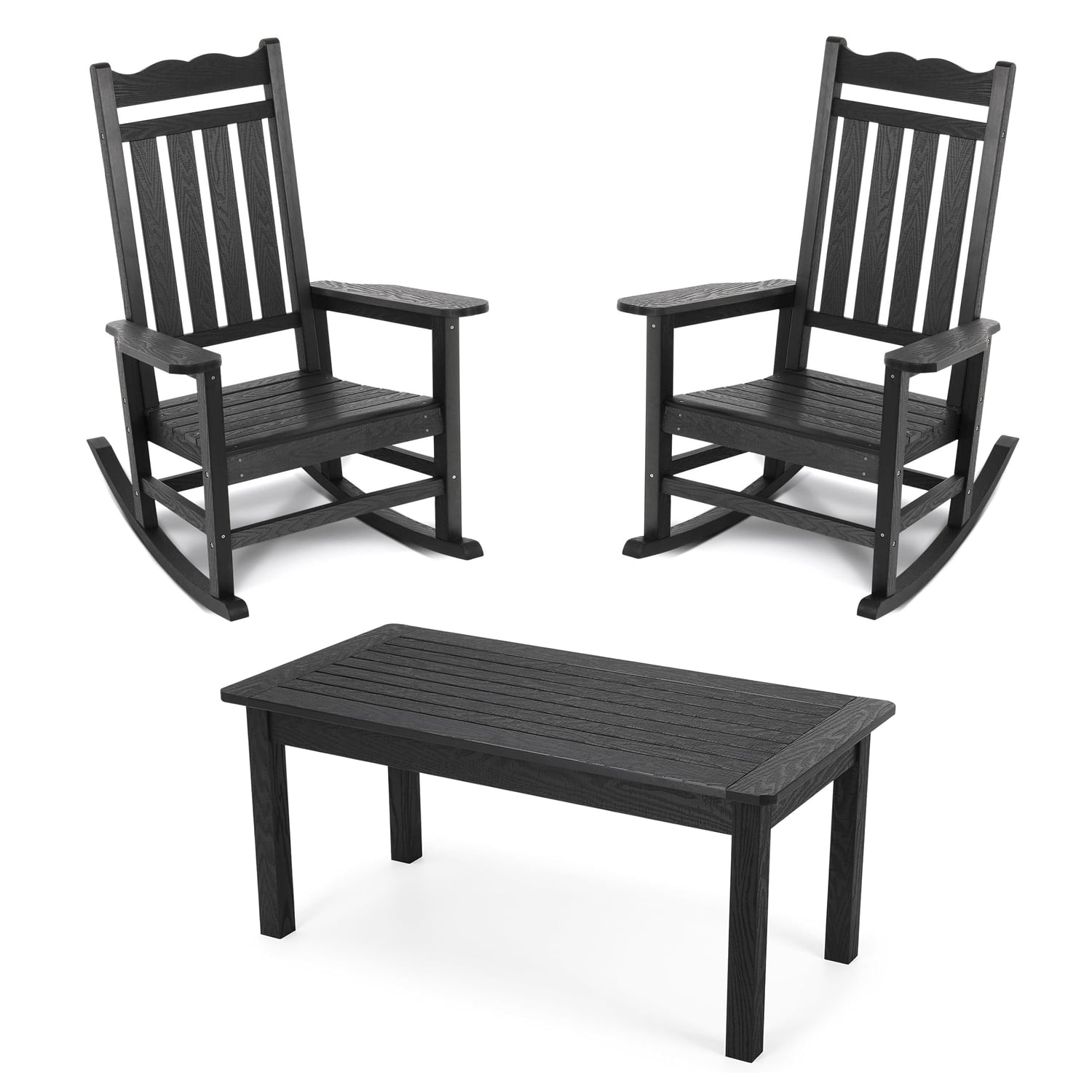 Stoog Outdoor Rocking Chair & Coffee Table set of 3, 2 Pcs Porch Rocker ...