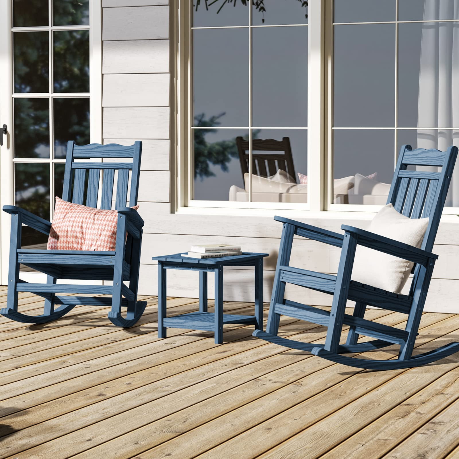 Stoog Outdoor Rocking Chair Set of 3, All-Weather Patio Porch Rocker ...