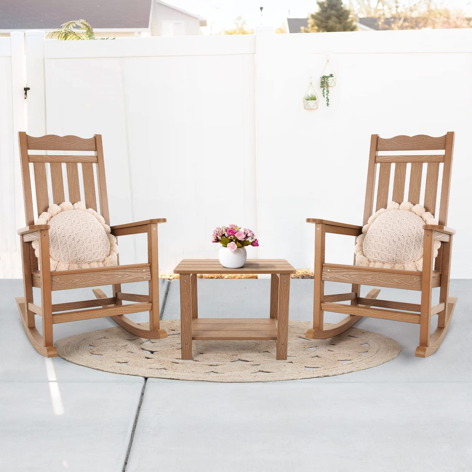 Stoog Outdoor Rocking Chair Set of 3, All-Weather Patio Porch Rocker ...