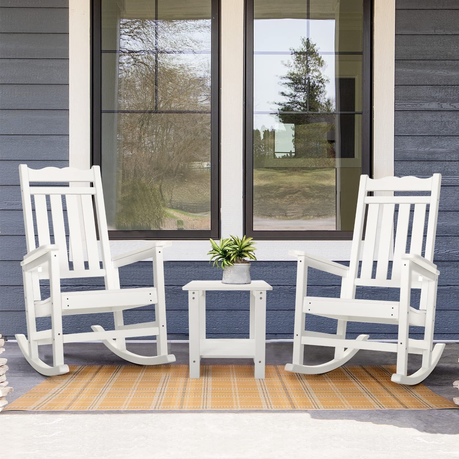 Stoog Outdoor Rocking Chair Set of 3, Patio Bistro Set Porch Rocker Set ...